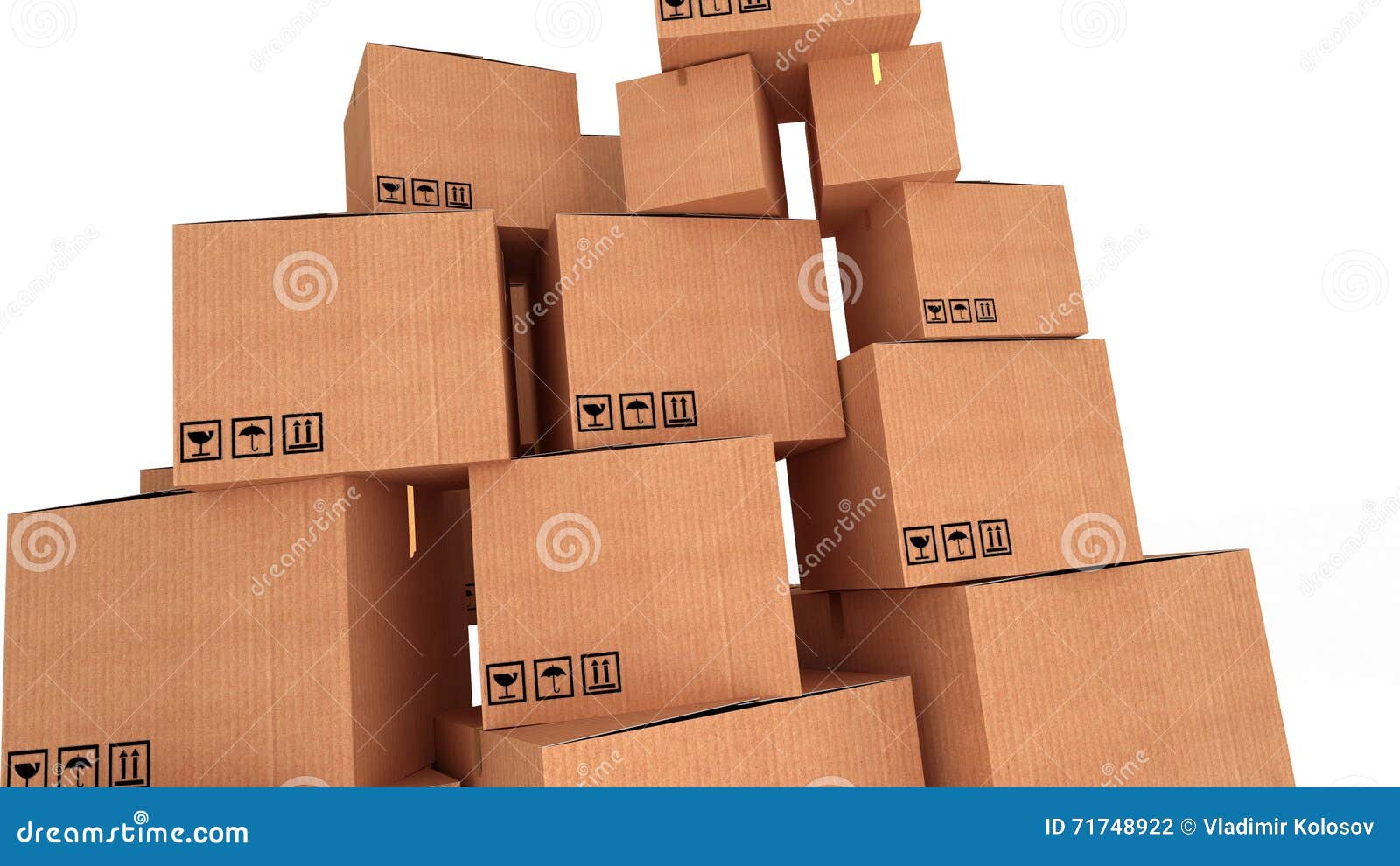 Stacks of Cardboard Boxes on White Background Stock Illustration ...