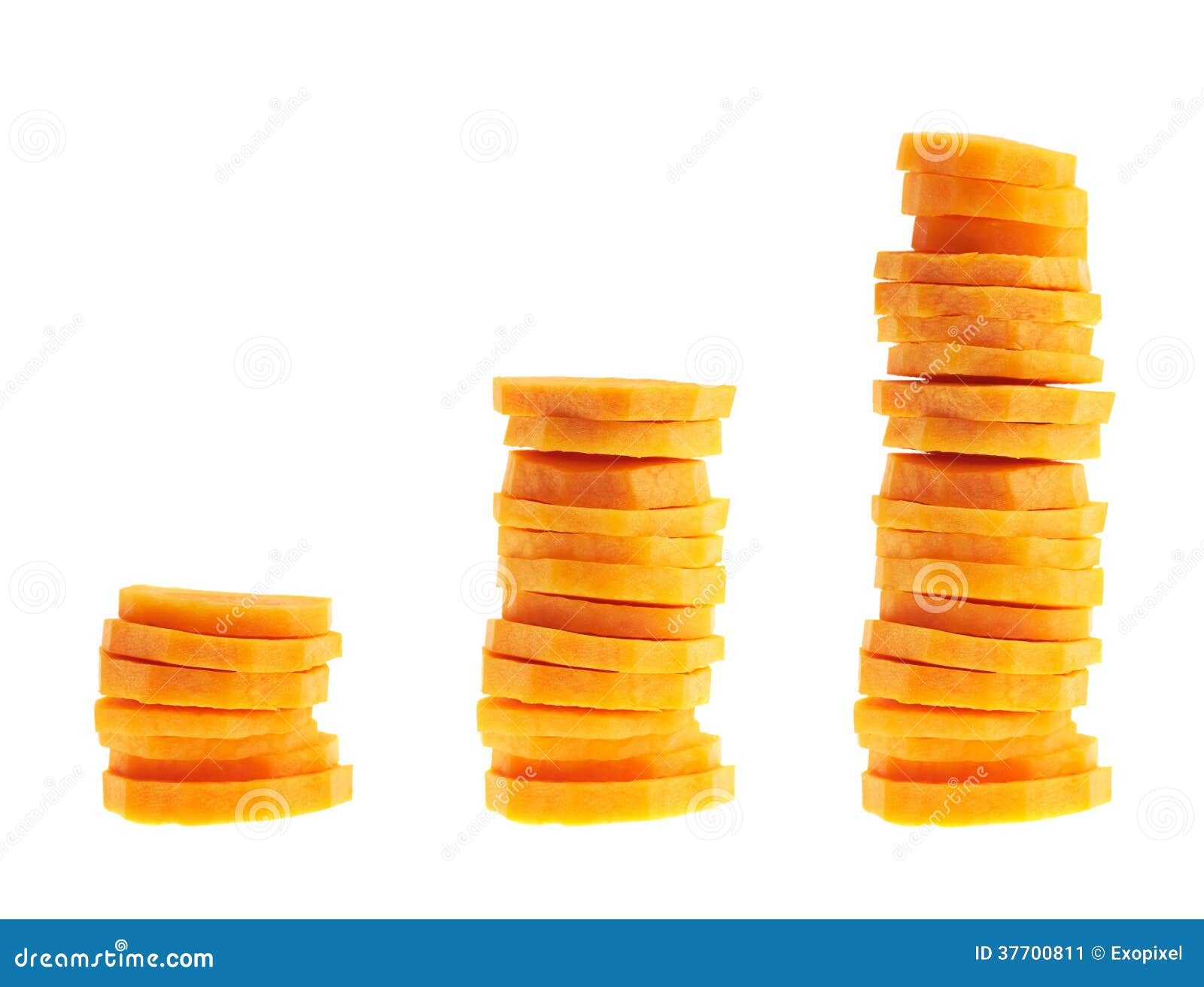 Stacks of Carrot Slices Isolated Stock Image - Image of closeup ...