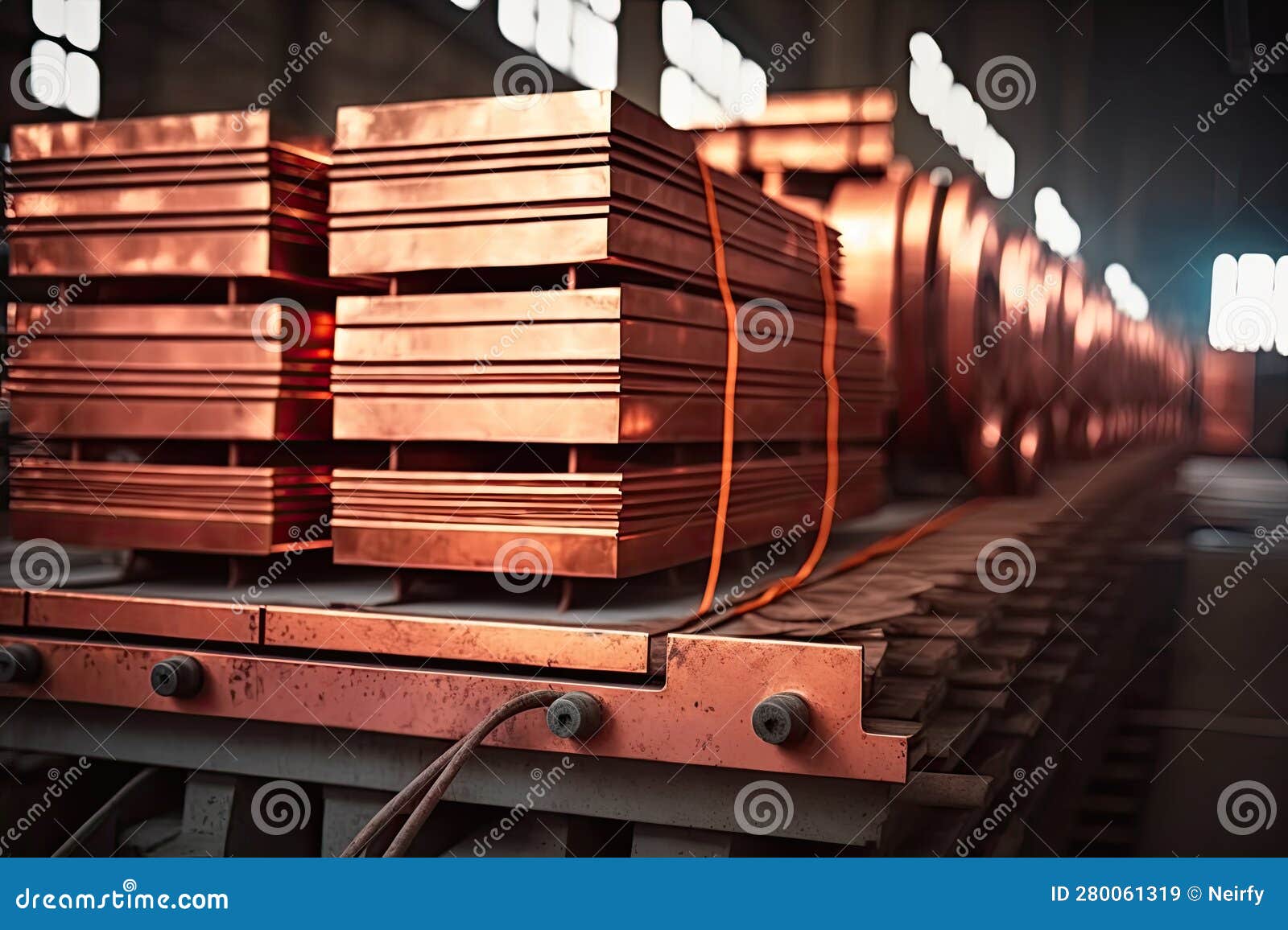 Stacks of Cathode Copper Sheets Stock Illustration - Illustration of ...