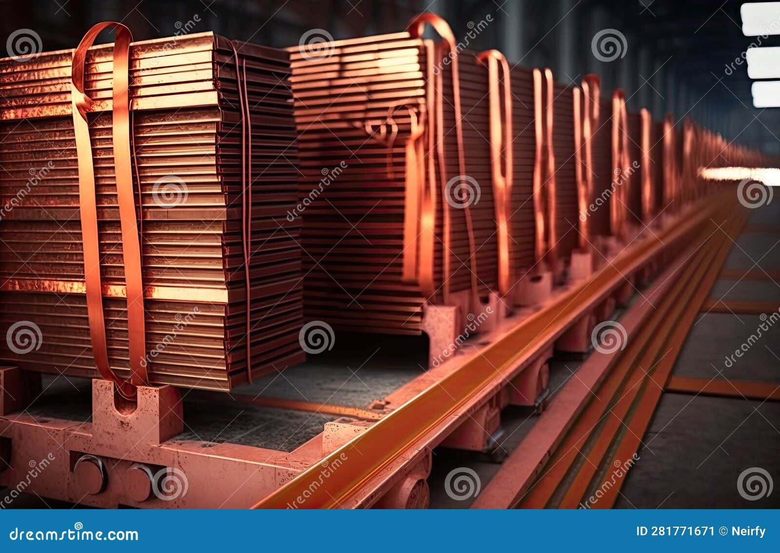 Stacks of Cathode Copper Sheets Stock Illustration - Illustration of ...