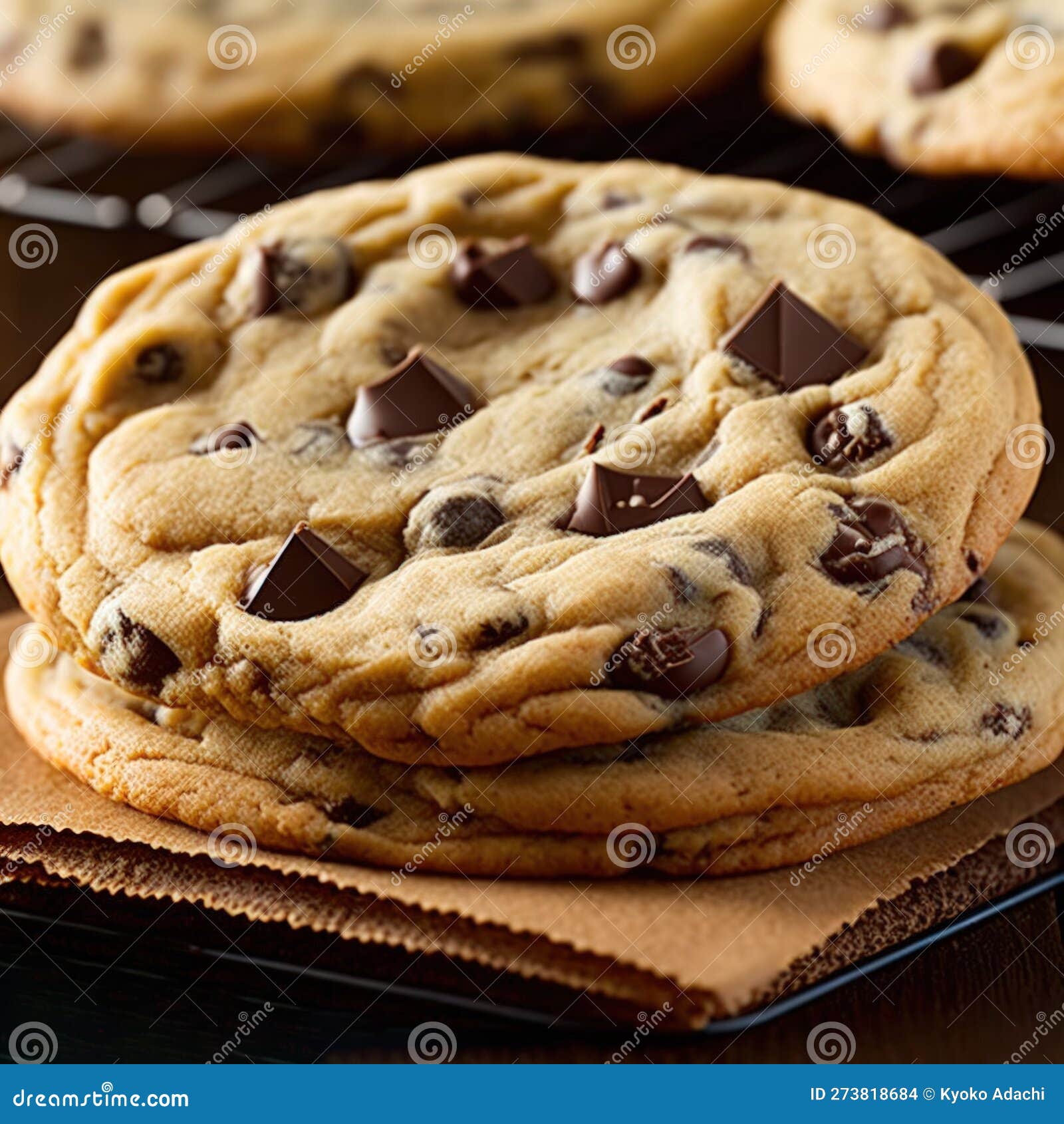 Stacks of Chocolate Chip Soft Cookies. Generative AI. Stock ...