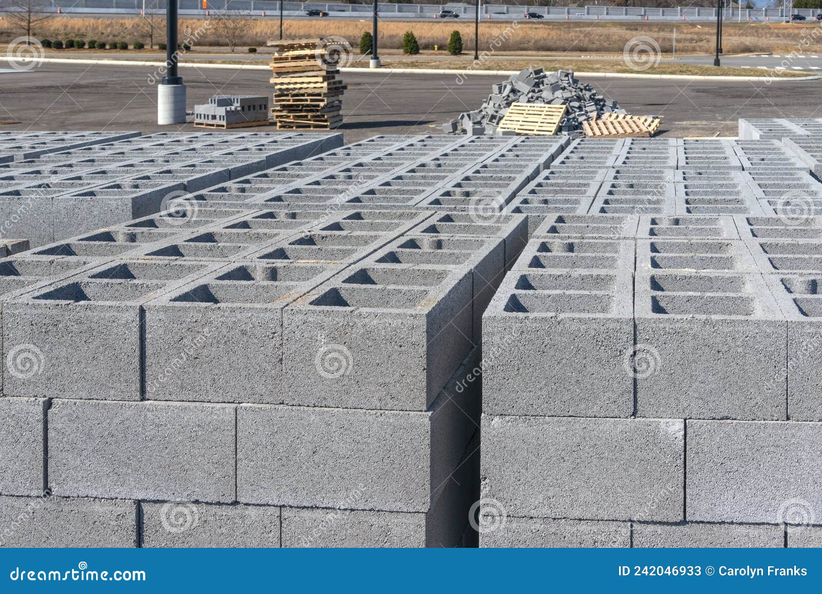 Cinder Blocks Lie On The Ground And Dried. On Cinder Block Production ...