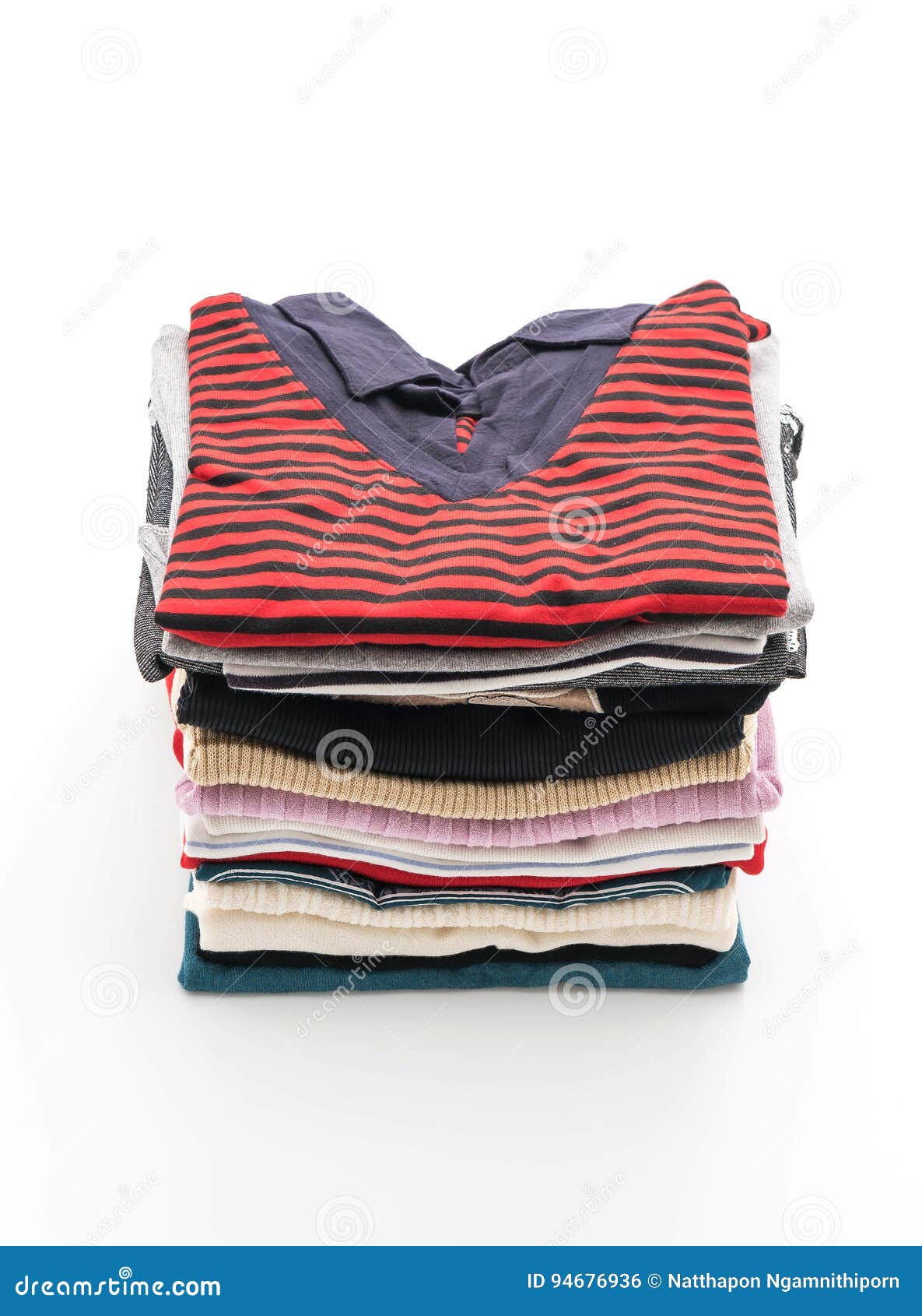 Stacks of Clothing on White Stock Photo - Image of garment, casual ...
