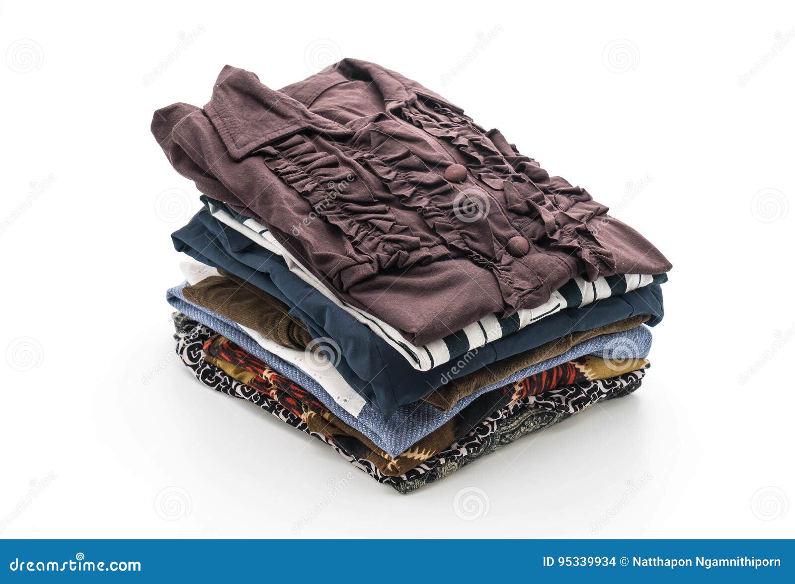 Stacks of Clothing on White Stock Photo - Image of cotton, cloth: 95339934