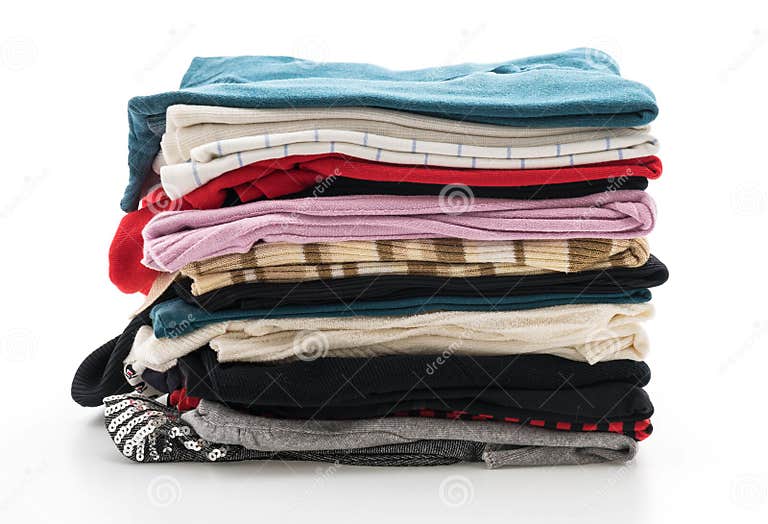 Stacks of Clothing on White Stock Image - Image of cloth, shirt: 97495821
