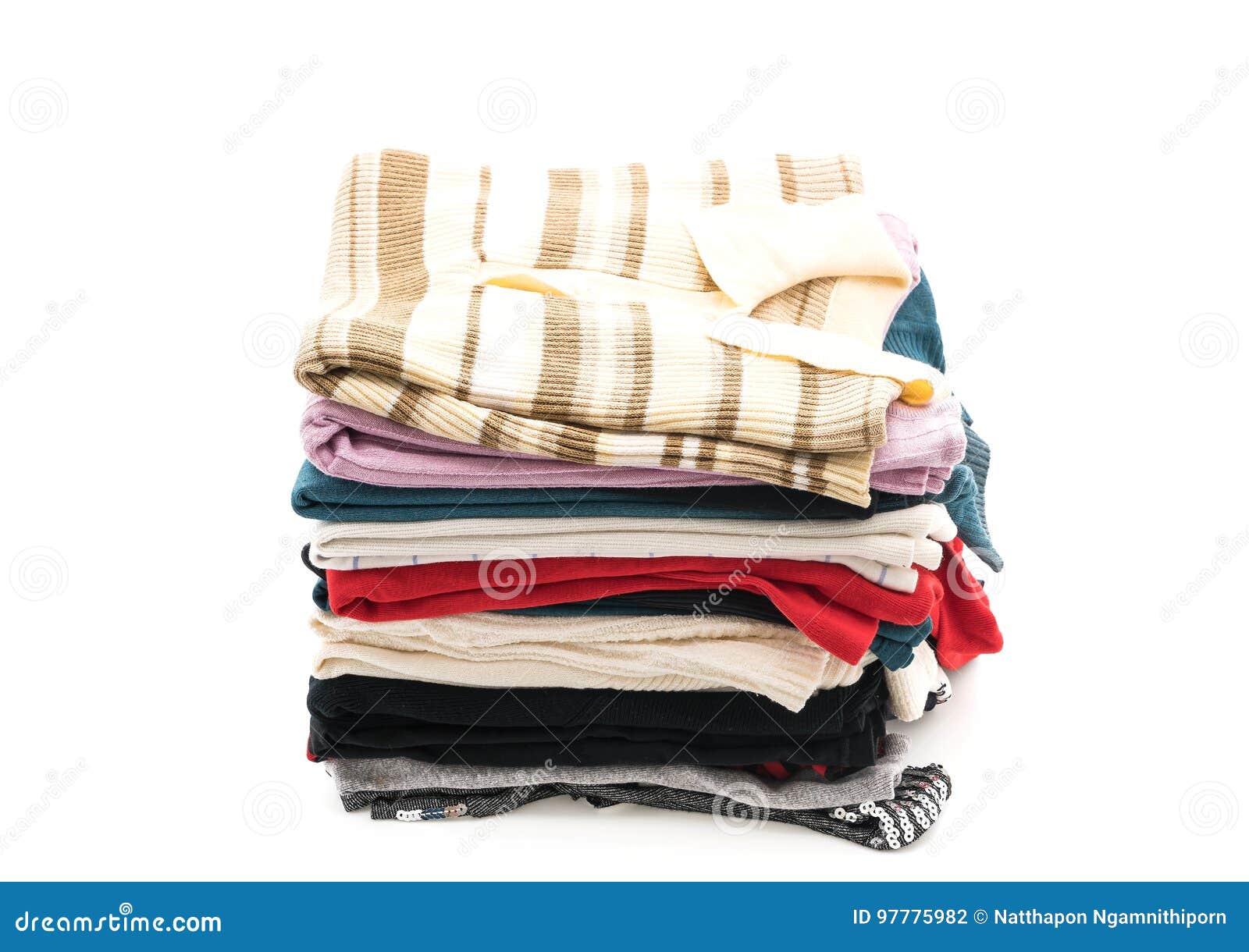 Stacks of Clothing on White Stock Photo - Image of white, wear: 97775982