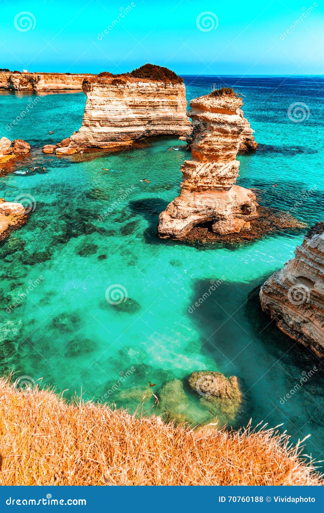 Stacks on the Coast of Apulia in Italy Stock Photo - Image of rock ...