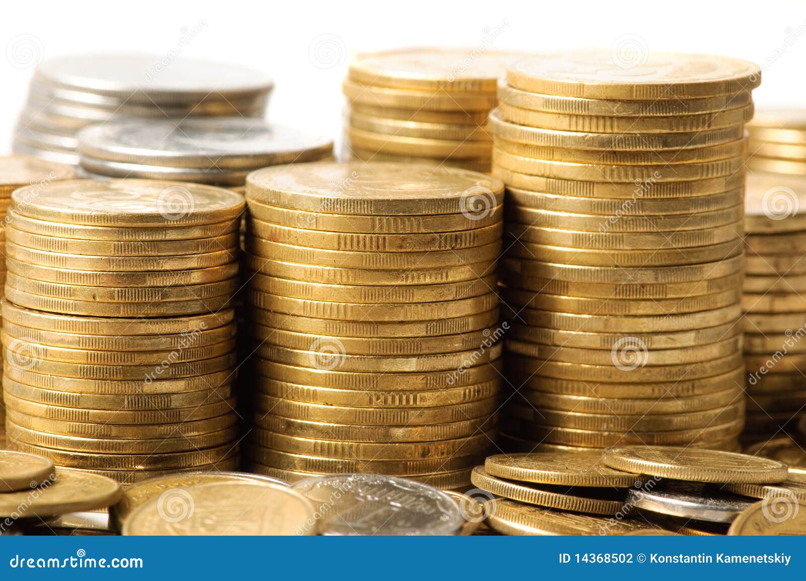 Stacks of coins . stock photo. Image of backgrounds, gold - 14368502