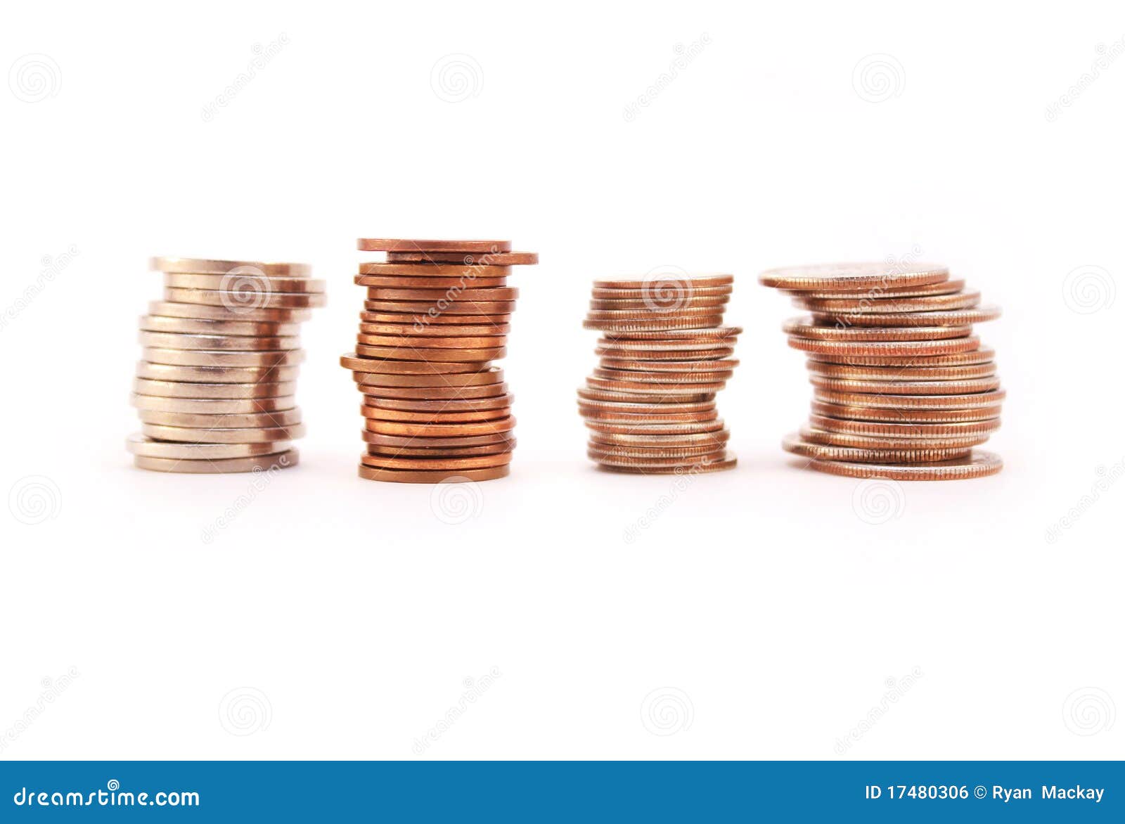 Stacks of coins stock photo. Image of cent, dime, quarters - 17480306