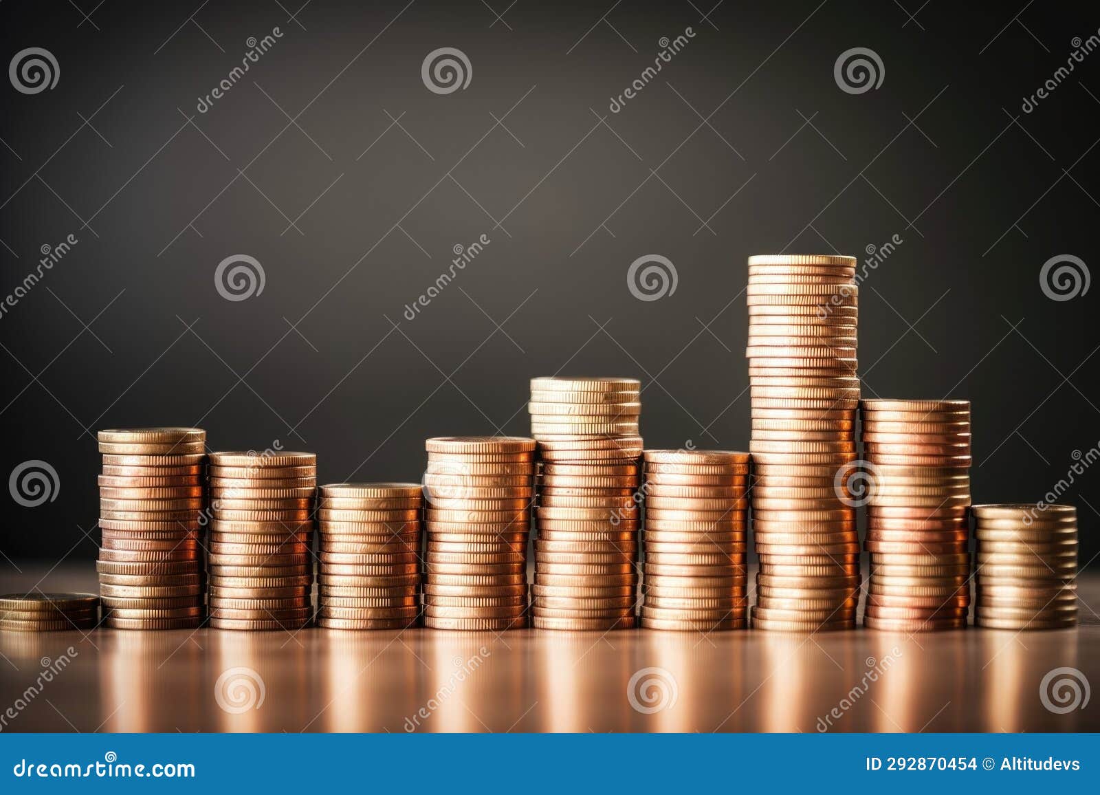 Stacks of Coins Arranged in Increasing Order Stock Photo - Image of ...