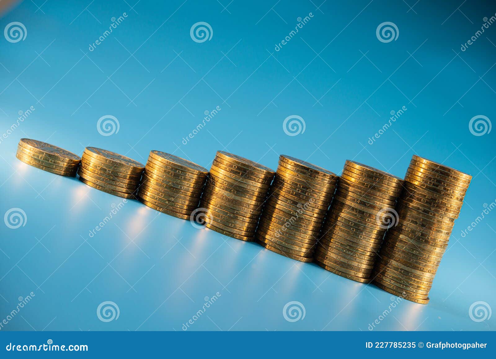 Stacks of coins ascending stock image. Image of commerce - 227785235