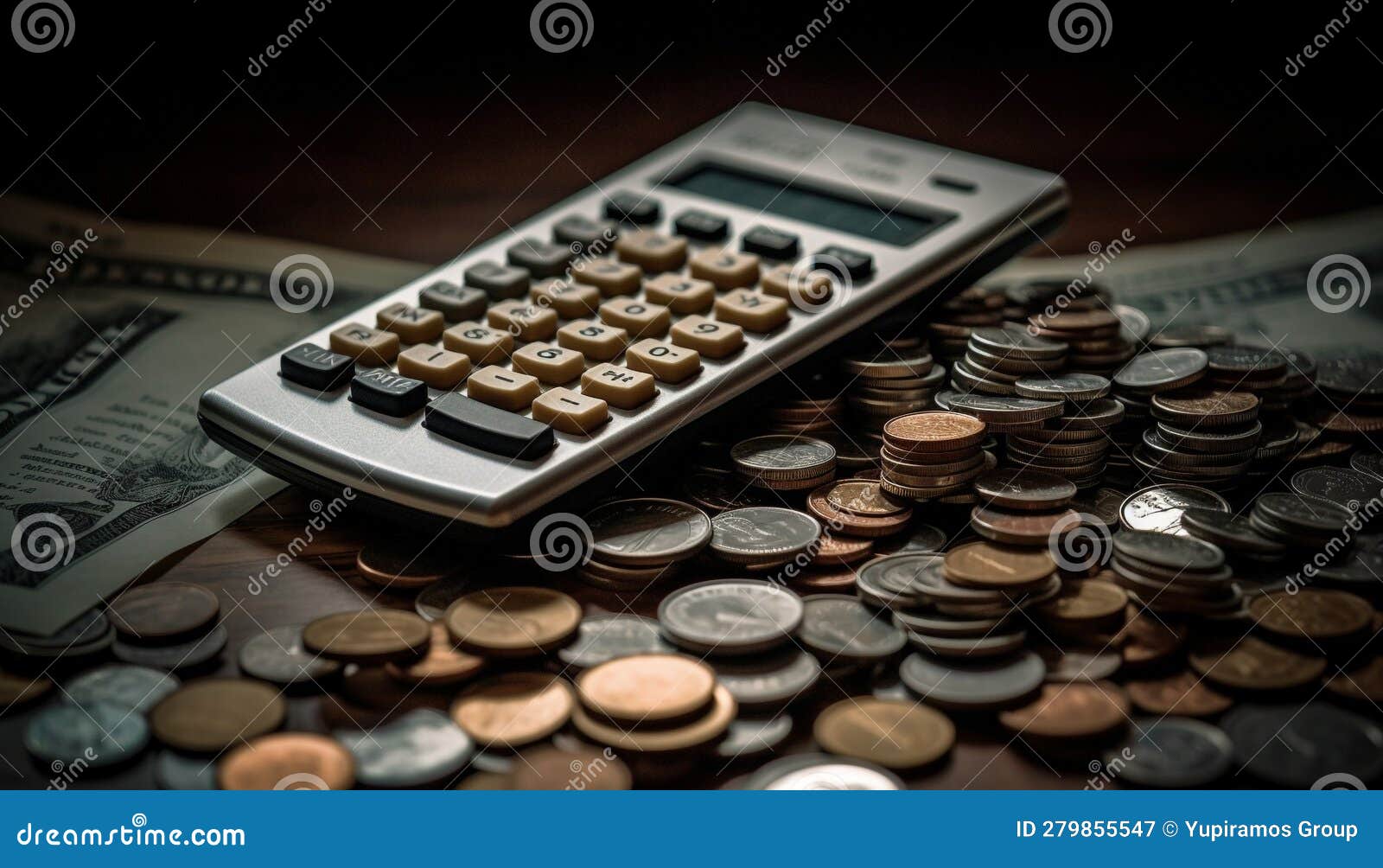 Stacks of Coins and Bills Symbolize Financial Success and Wealth Generated by AI Stock Image ...