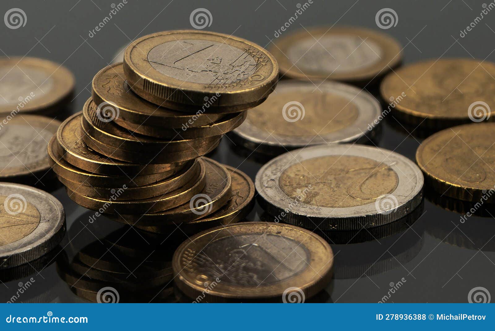 Stacks of Coins on a Black Background Stock Photo - Image of save ...