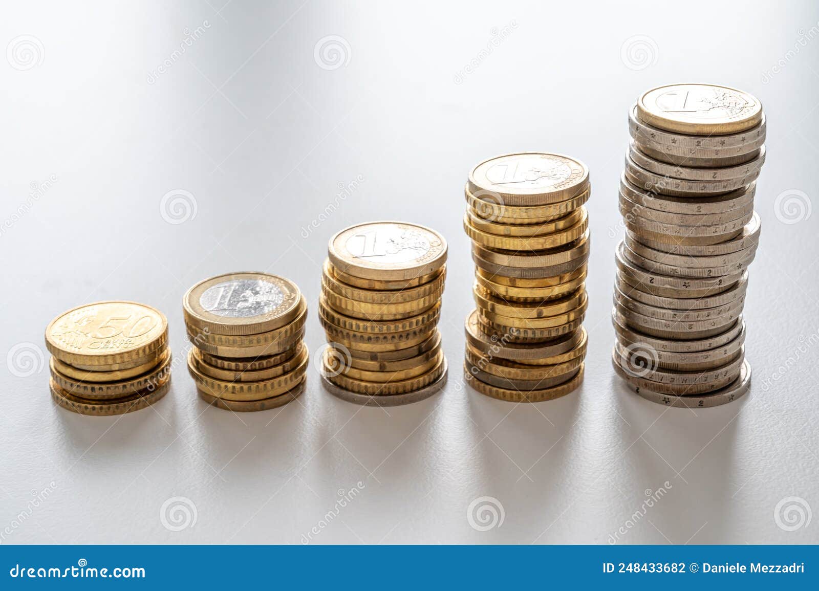 Stacks of Coins of Increasing Height. Stock Photo - Image of increases ...