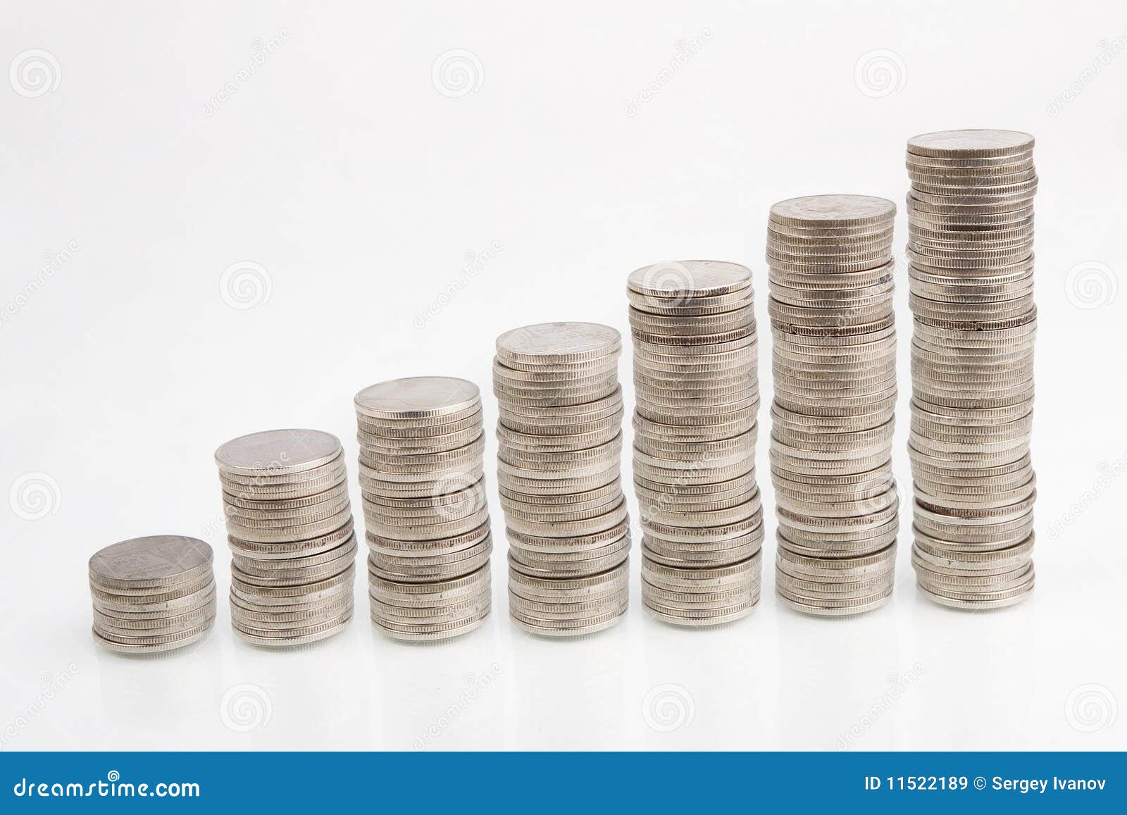 Stacks of coins isolated stock image. Image of dollar - 11522189