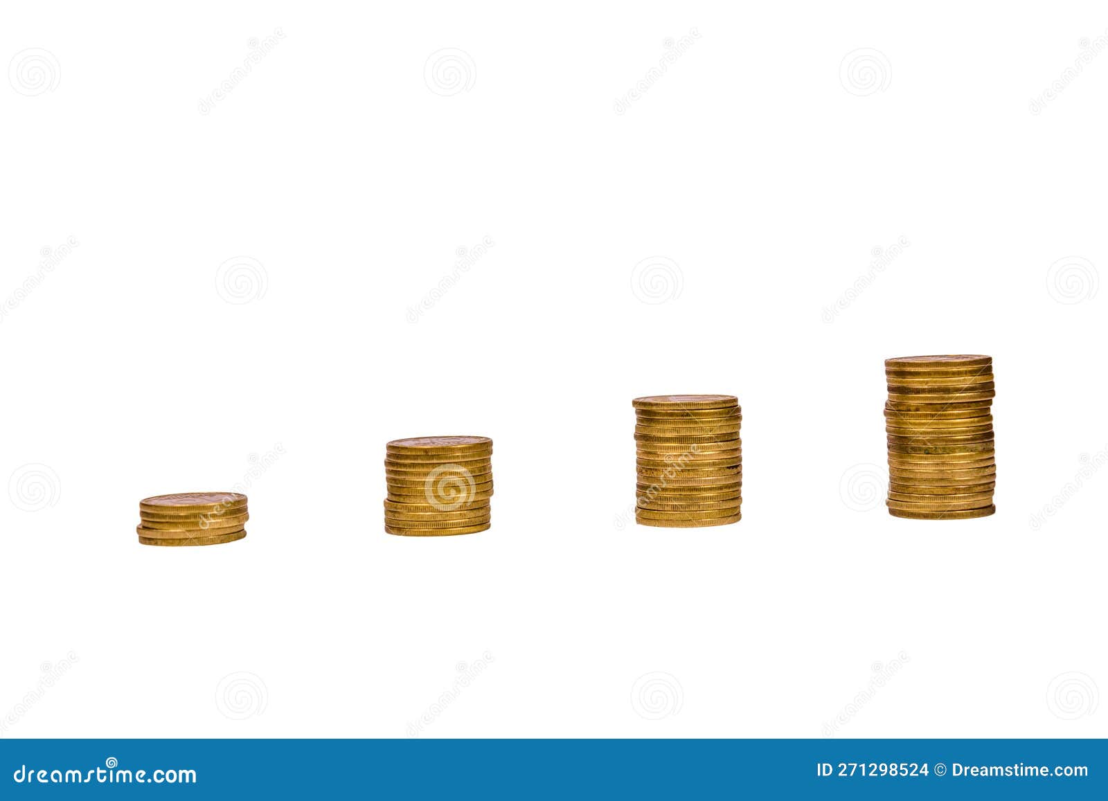 Stacks of the Coins Isolated on a White Background Stock Photo - Image ...