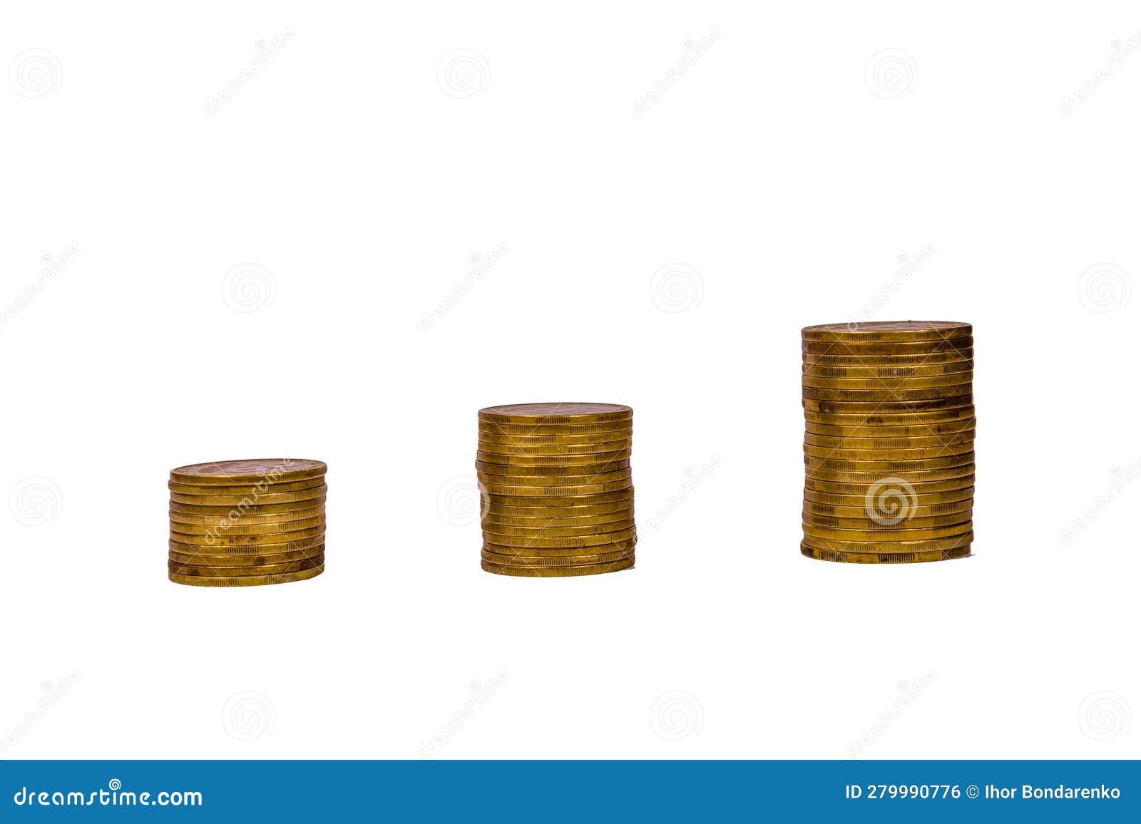 Stacks of the Coins Isolated on a White Background Stock Photo - Image ...