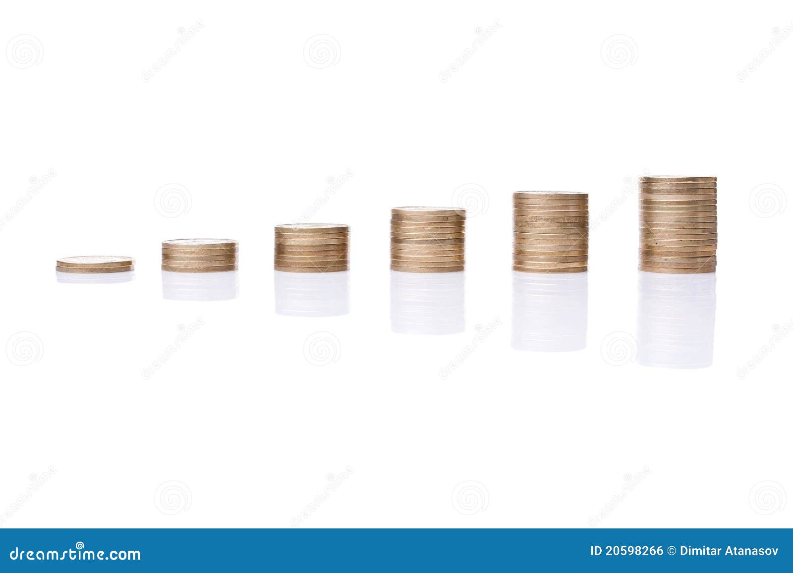 Stacks Of Coins Like Diagram With Reflection Stock Photo - Image of ...
