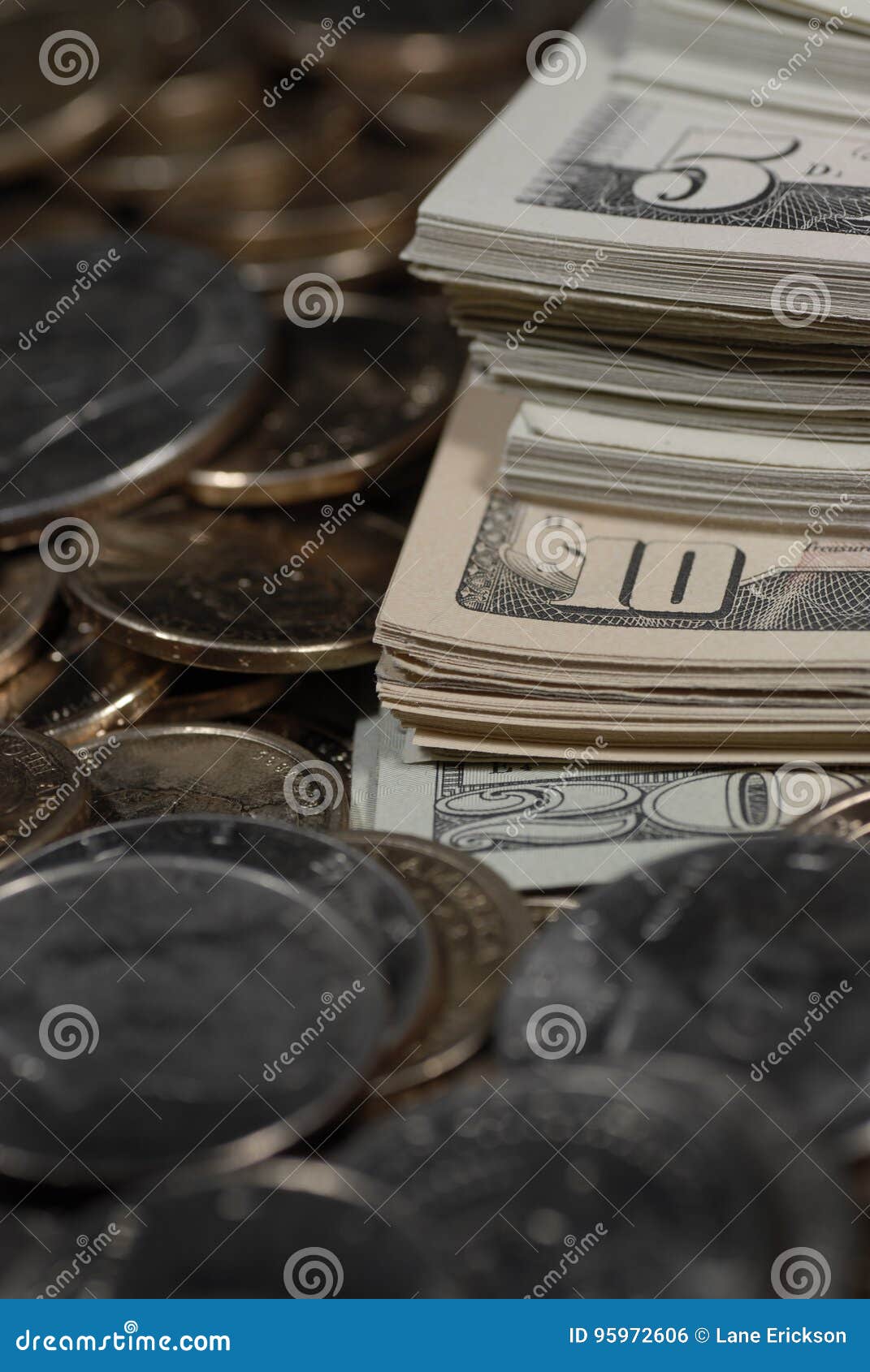 Stacks of Coins and Money Representing Wealth Success and Riches Stock ...