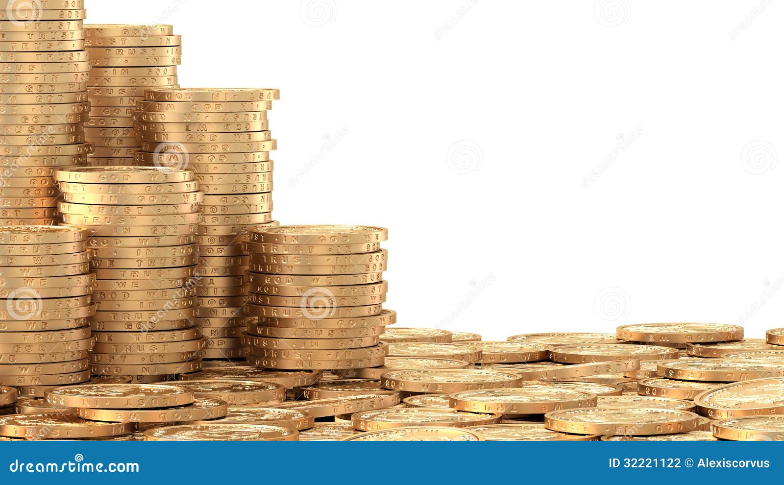 Stacks of Coins Over Layer of Coins Stock Illustration - Illustration ...