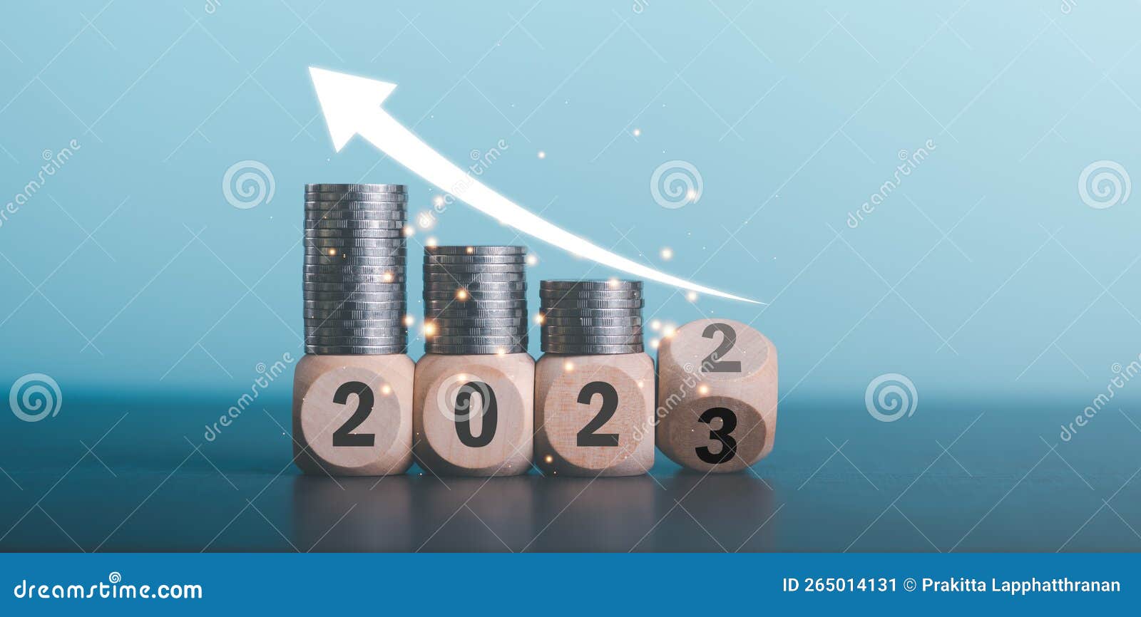 Stacks of Coins are Placed on Wooden Blocks,show the Growth of Savings ...