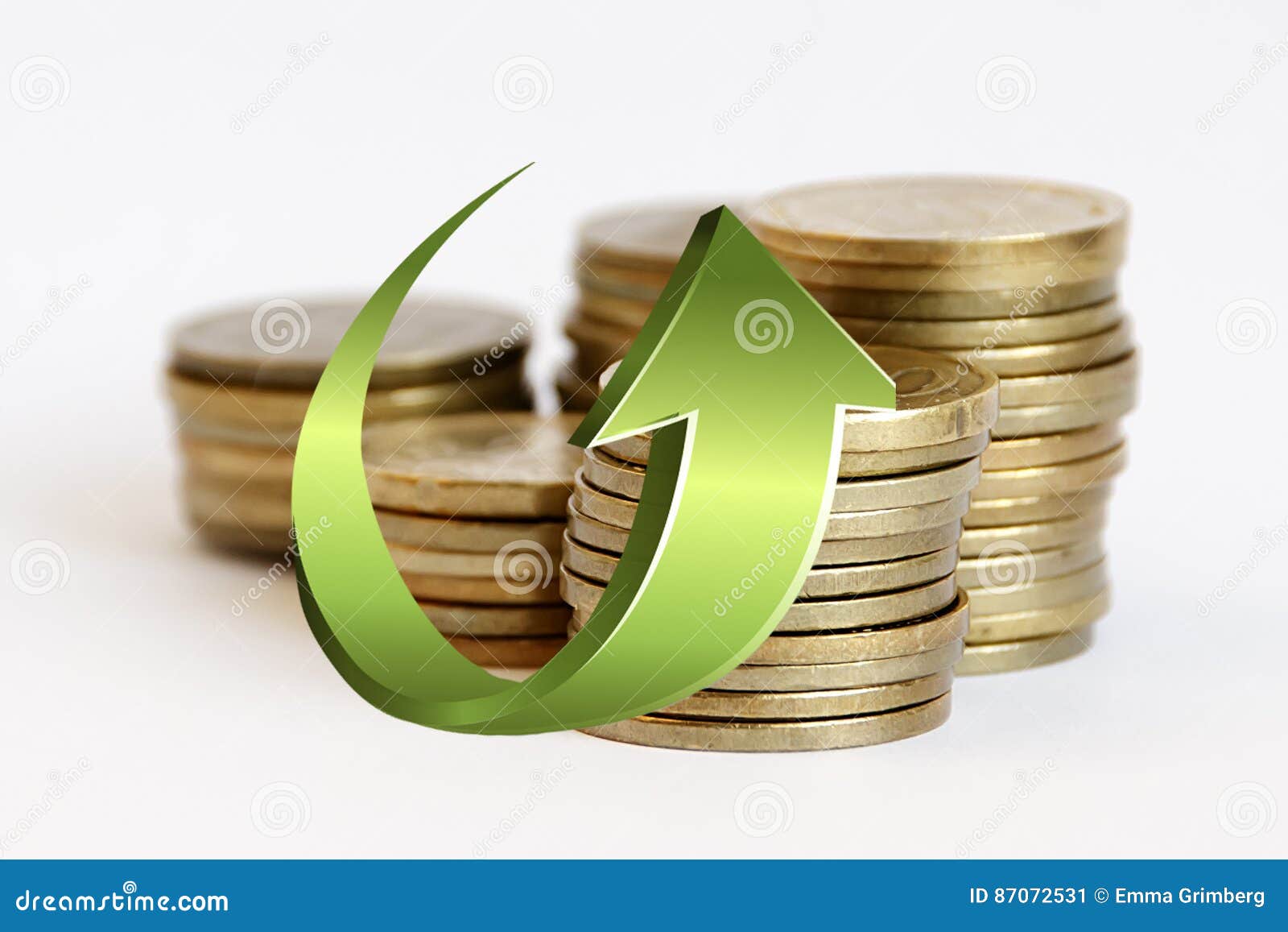 Stacks of Coins with a Red Arrow Stock Image - Image of economy, arrow ...