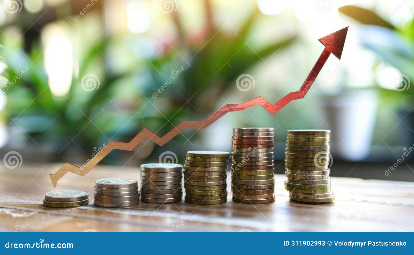 Stacks of Coins and Rising Line Graph Stock Image - Image of stacks ...