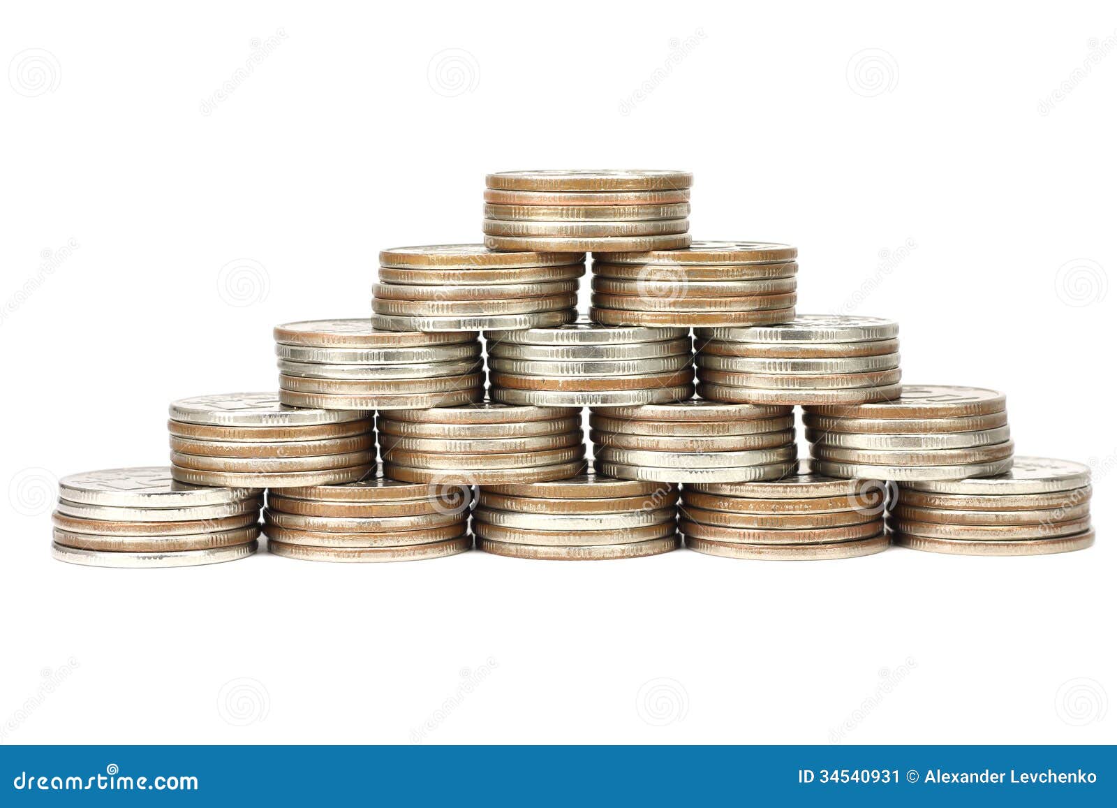 Stacks of Coins Stacked in a Pyramid Stock Image - Image of background ...