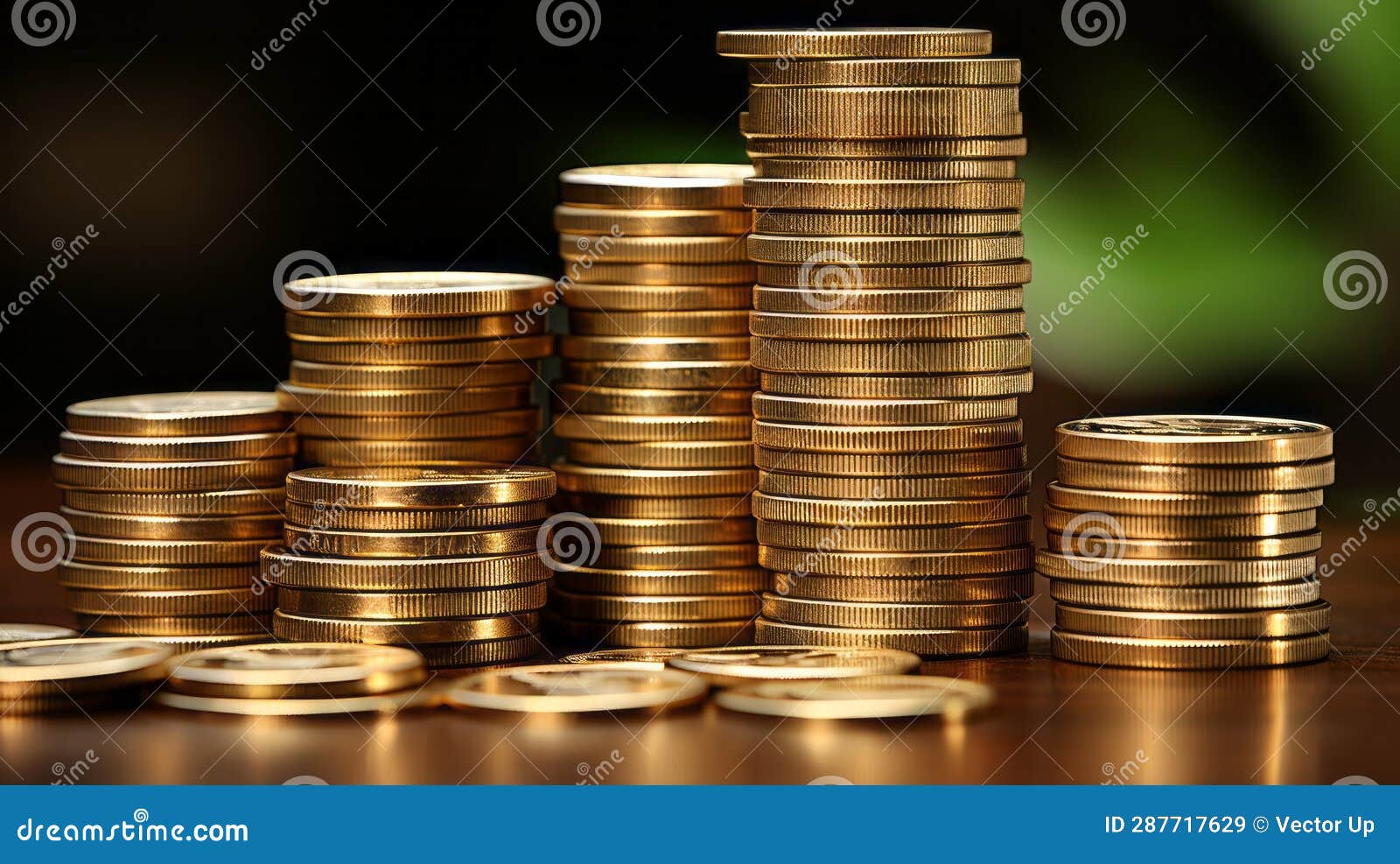 Stacks of Coins Symbolize Wealth and Growth in Finance. Generative AI ...