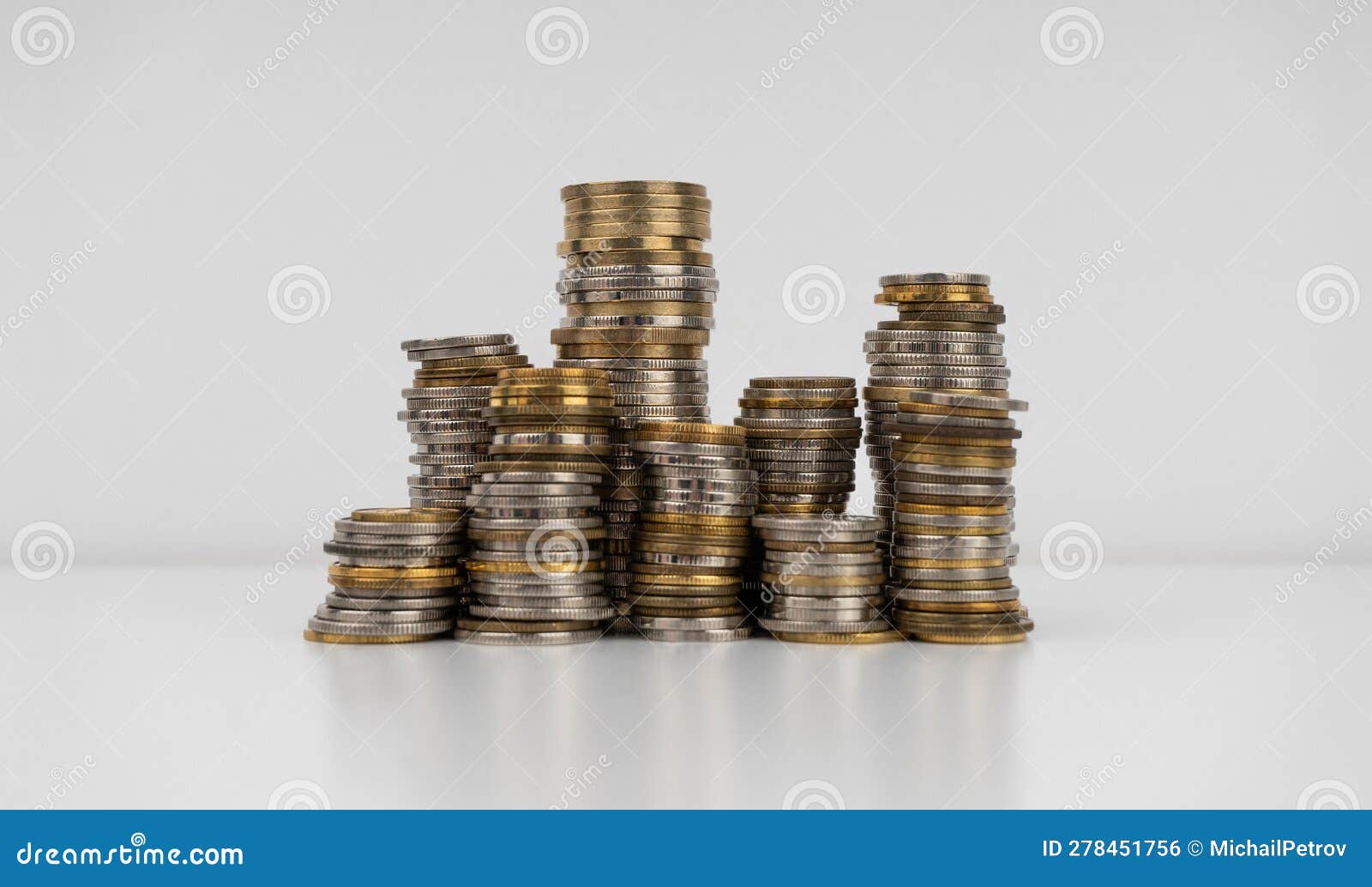 Stacks of Coins on a White Background Stock Photo - Image of money ...