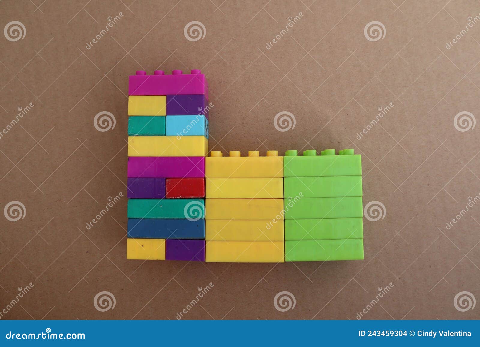 Stacks of Colored Legos and One Color Legos Stock Photo - Image of ...