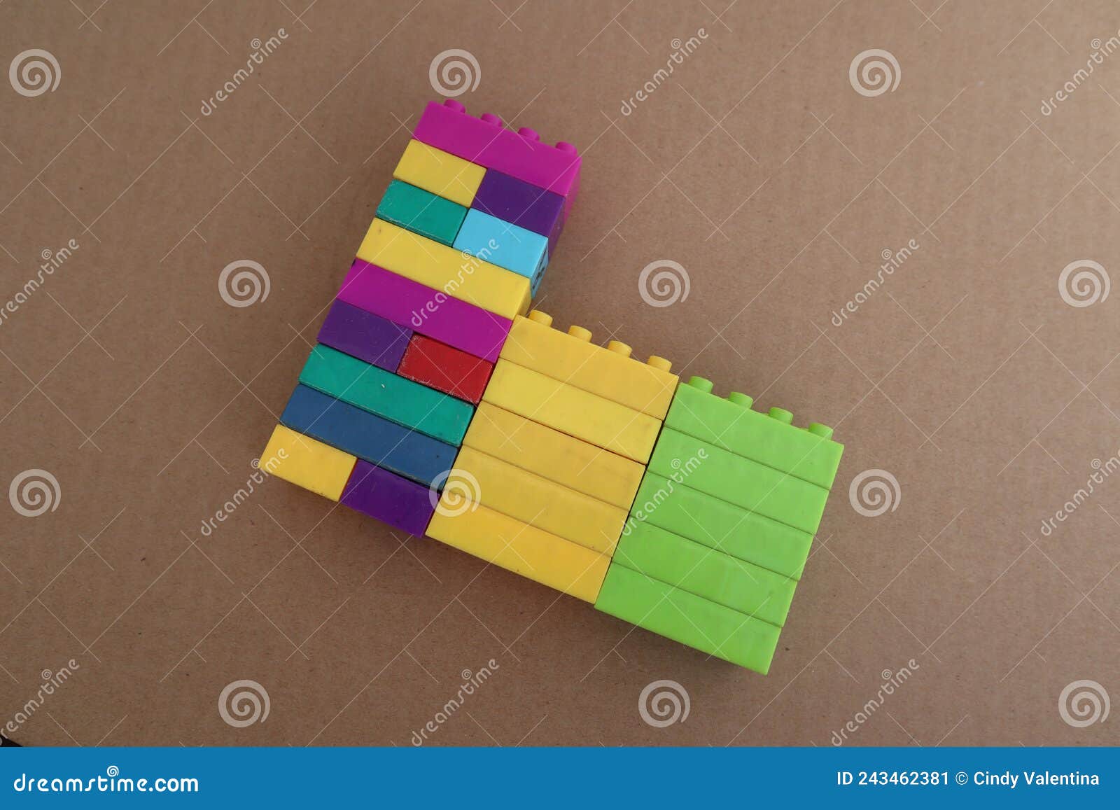 Stacks of Colored Legos and One Color Legos Stock Image - Image of pink ...