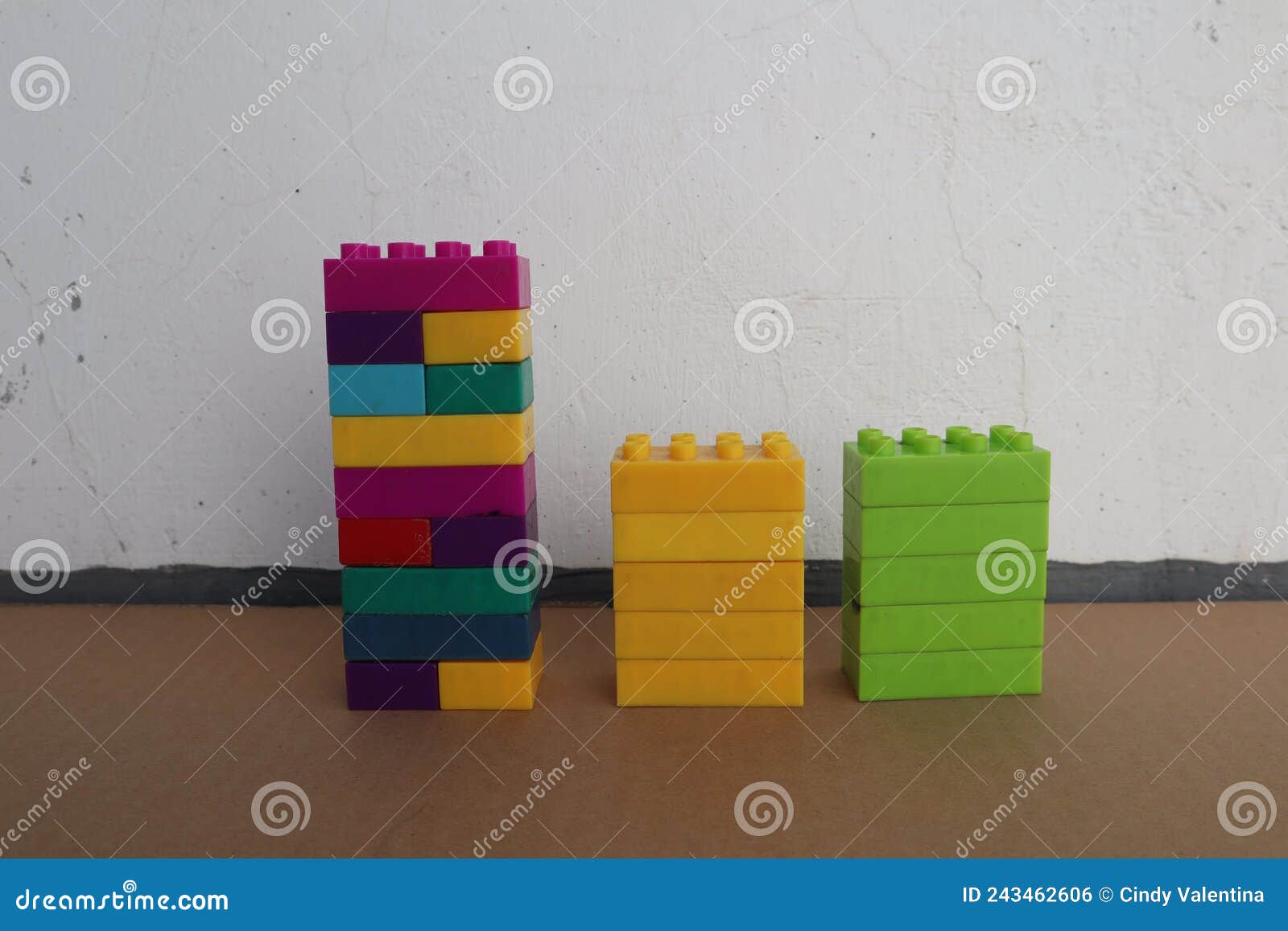 Stacks of Colored Legos and One Color Legos Stock Photo - Image of ...