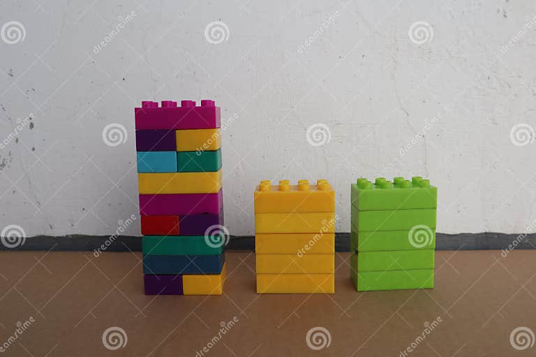 Stacks of Colored Legos and One Color Legos Stock Photo - Image of ...