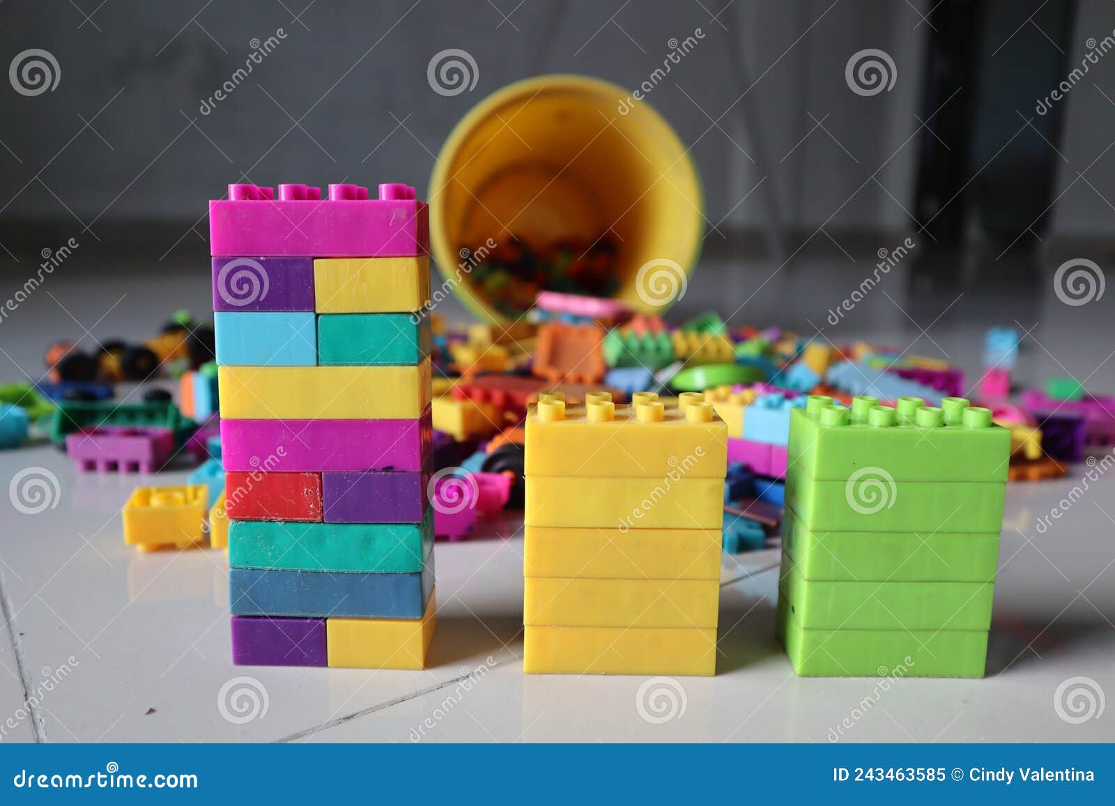 Stacks of Colored Legos and One Color Legos Stock Image - Image of ...