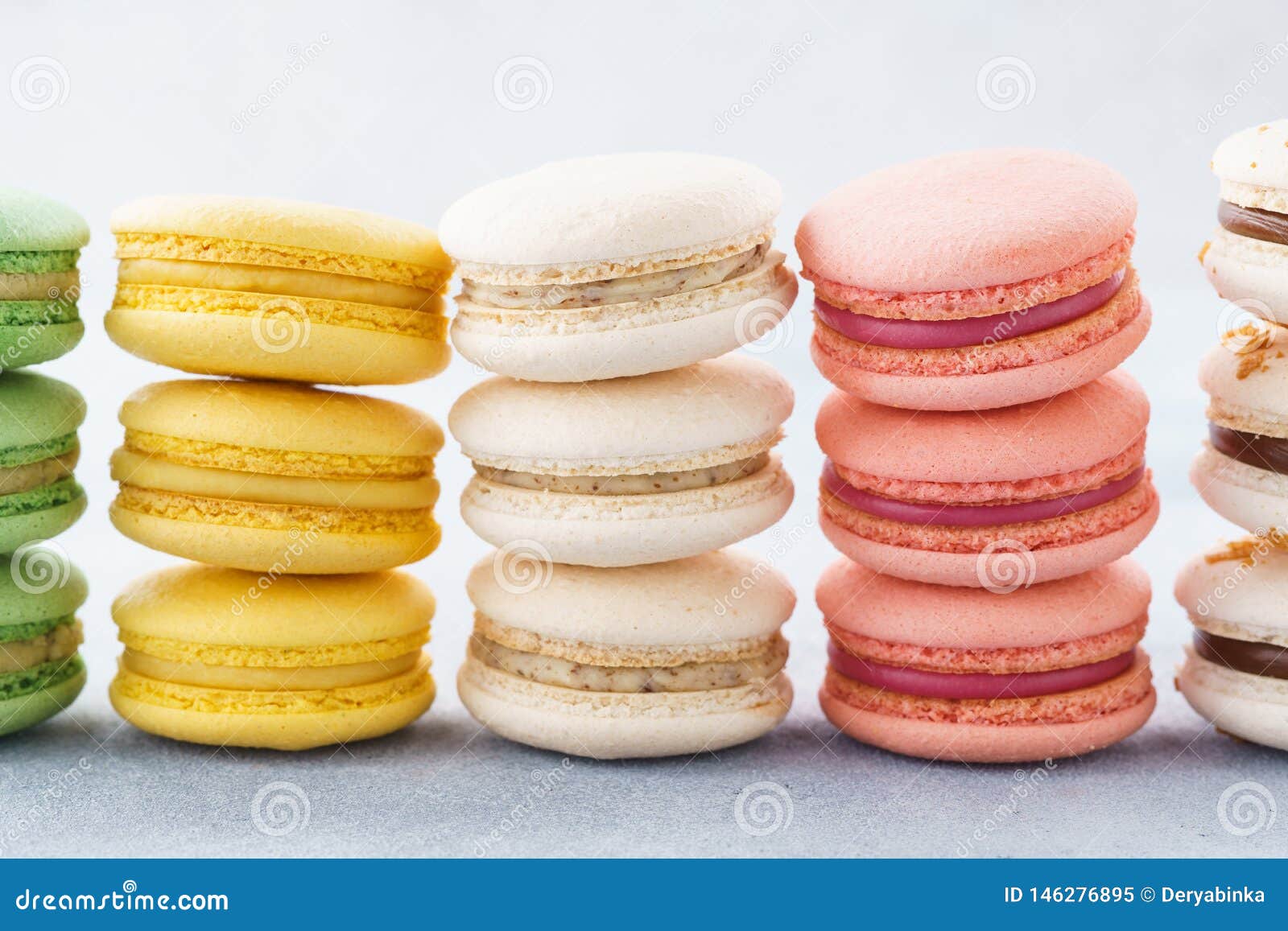 Stacks of Colorful Macarons with Various Fillings Stock Image - Image ...