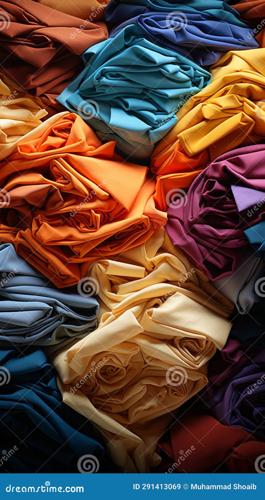 Stacks of Colorful Textiles Create a Mesmerizing Background in Store ...