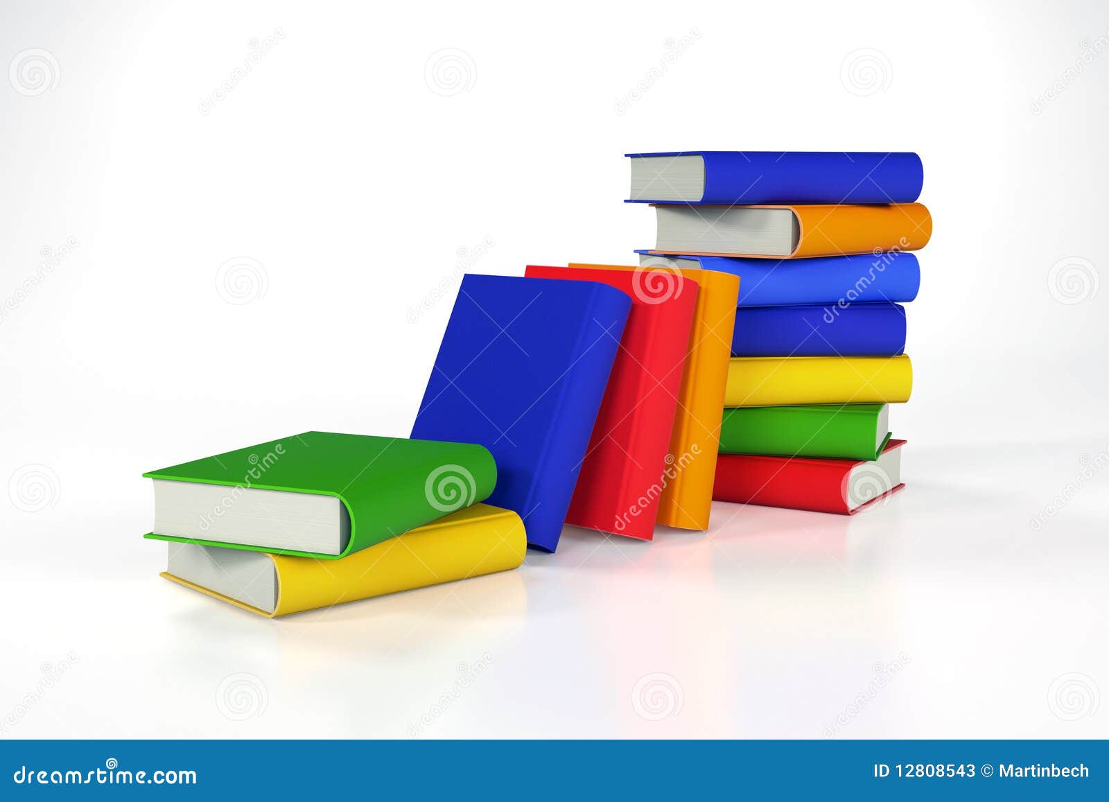 Stacks of Coloured Books on White Stock Illustration - Illustration of ...