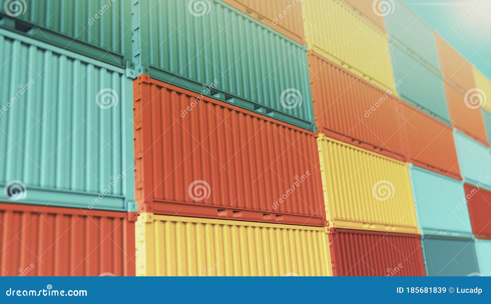 Stacks of Coloured Shipping Container Stock Illustration - Illustration ...