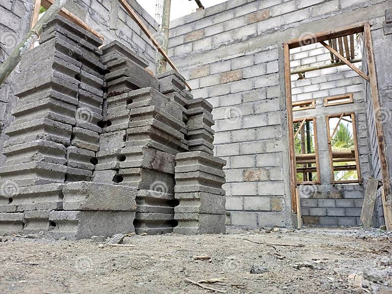 Stacks of Concrete Blocks in Construction Projects Stock Photo - Image ...