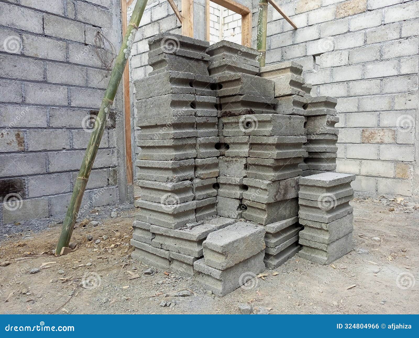 Stacks of Concrete Blocks in Construction Projects Stock Photo - Image ...