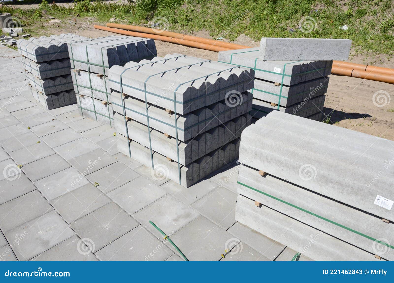 Stacks of Concrete Pavement Tiles Stock Image - Image of city ...
