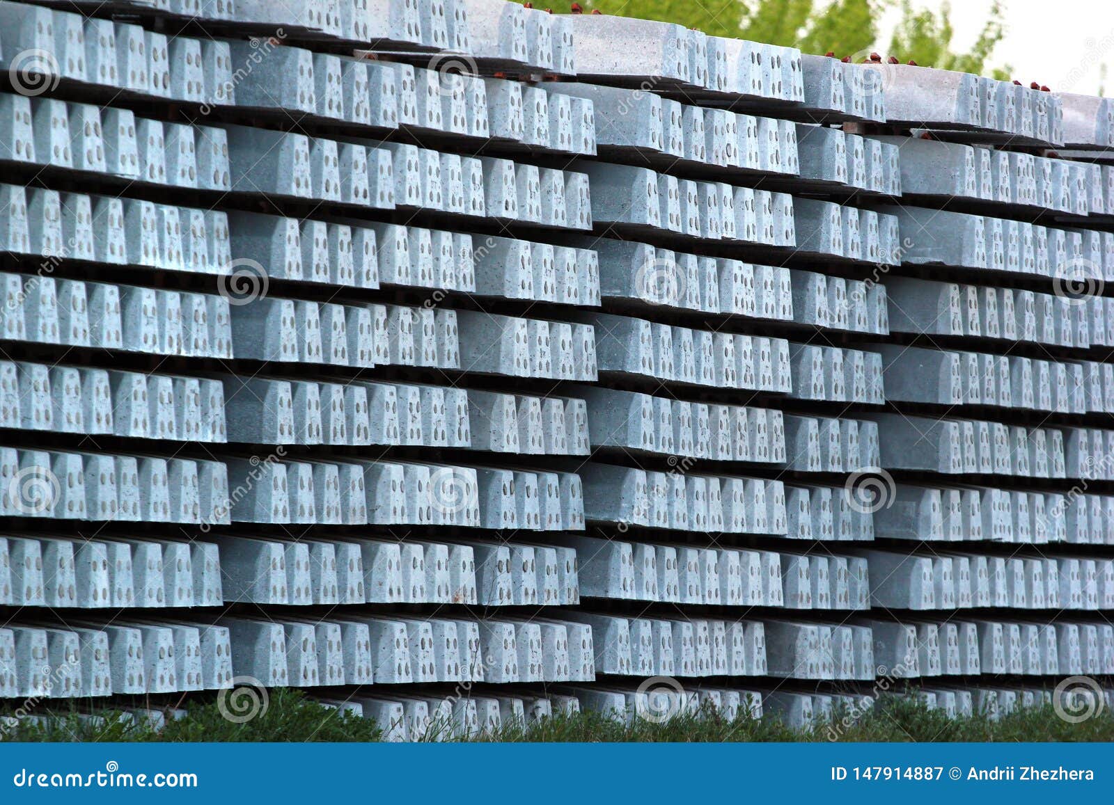 Stacks of Concrete Sleepers at a Railway Station Stock Image - Image of ...