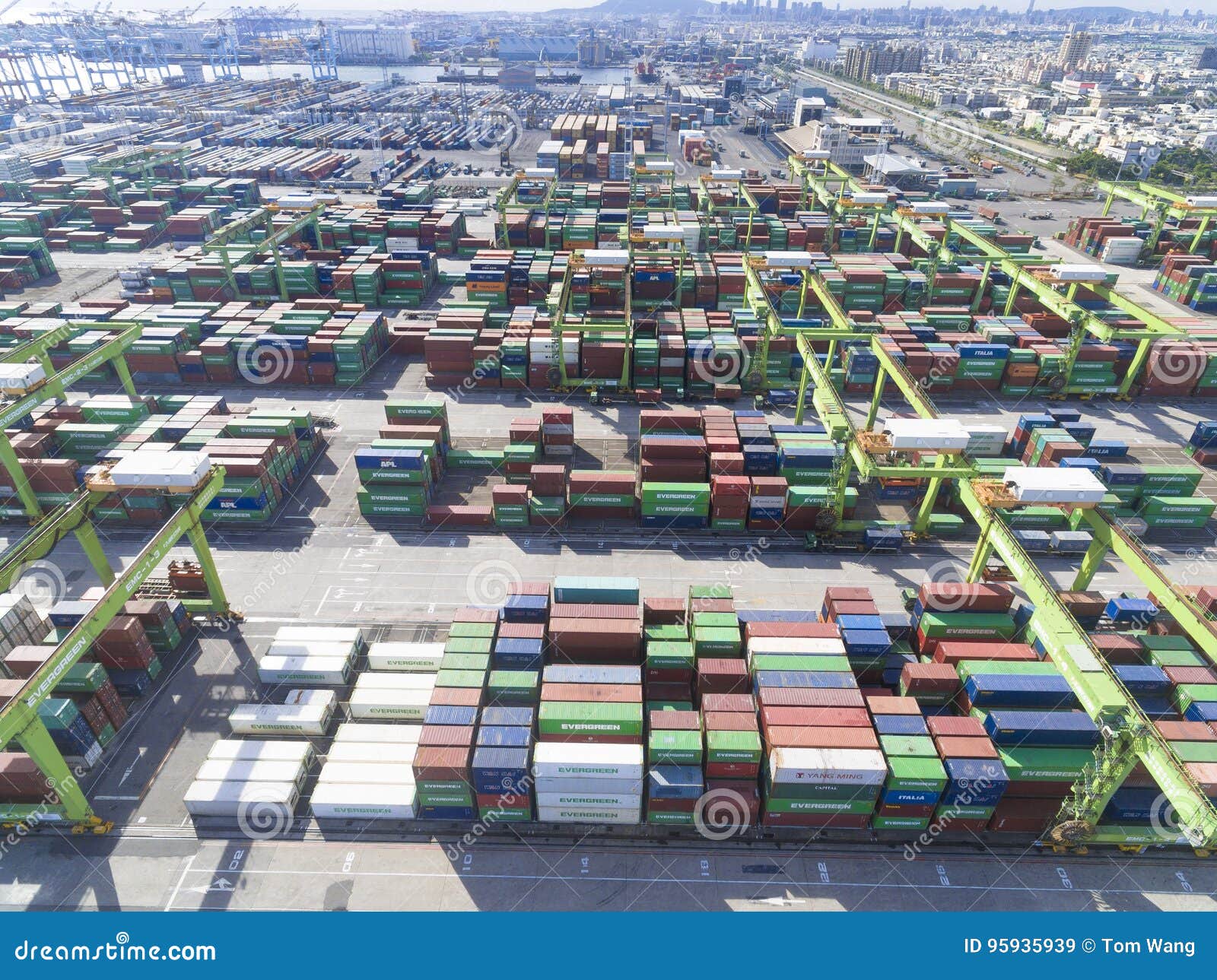 Stacks of Containers Terminal on July 10, 2017 in Kaohsiung Harbor ...