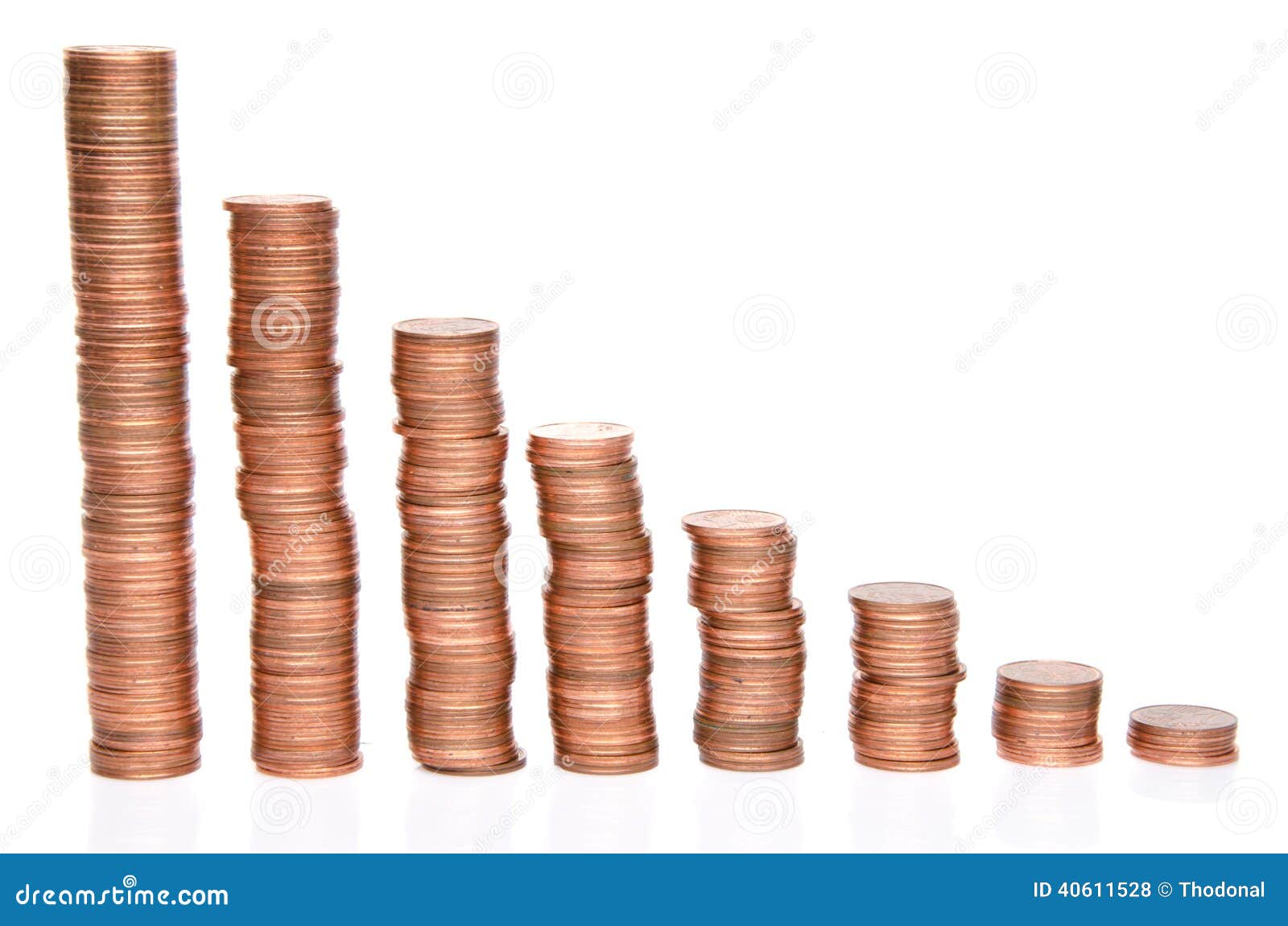 Stacks of copper coins stock photo. Image of white, money - 40611528