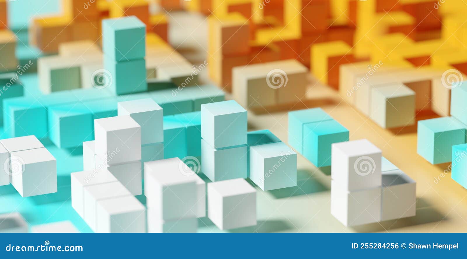 Stacks of Cubes with Different Height on White Background, Abstract ...