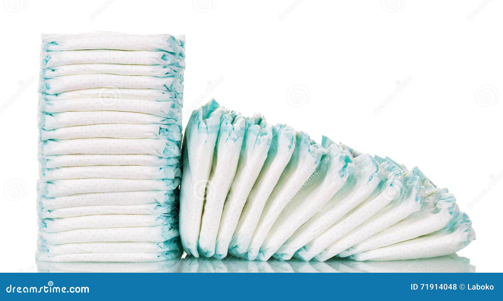Stacks Diapers for Children Isolated on White Background. Stock Photo ...