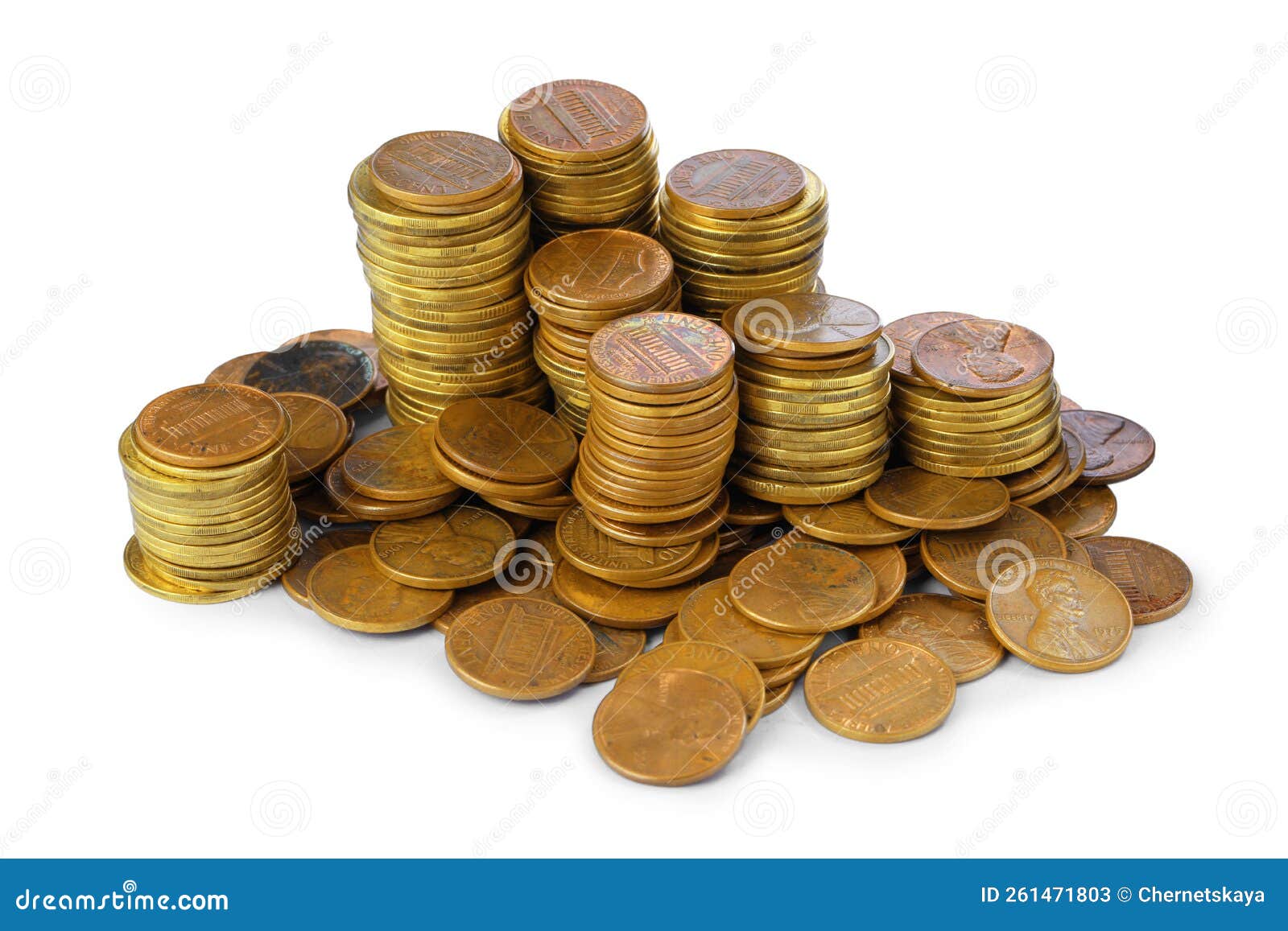 Stacks of Different Coins on White Background Stock Image - Image of ...