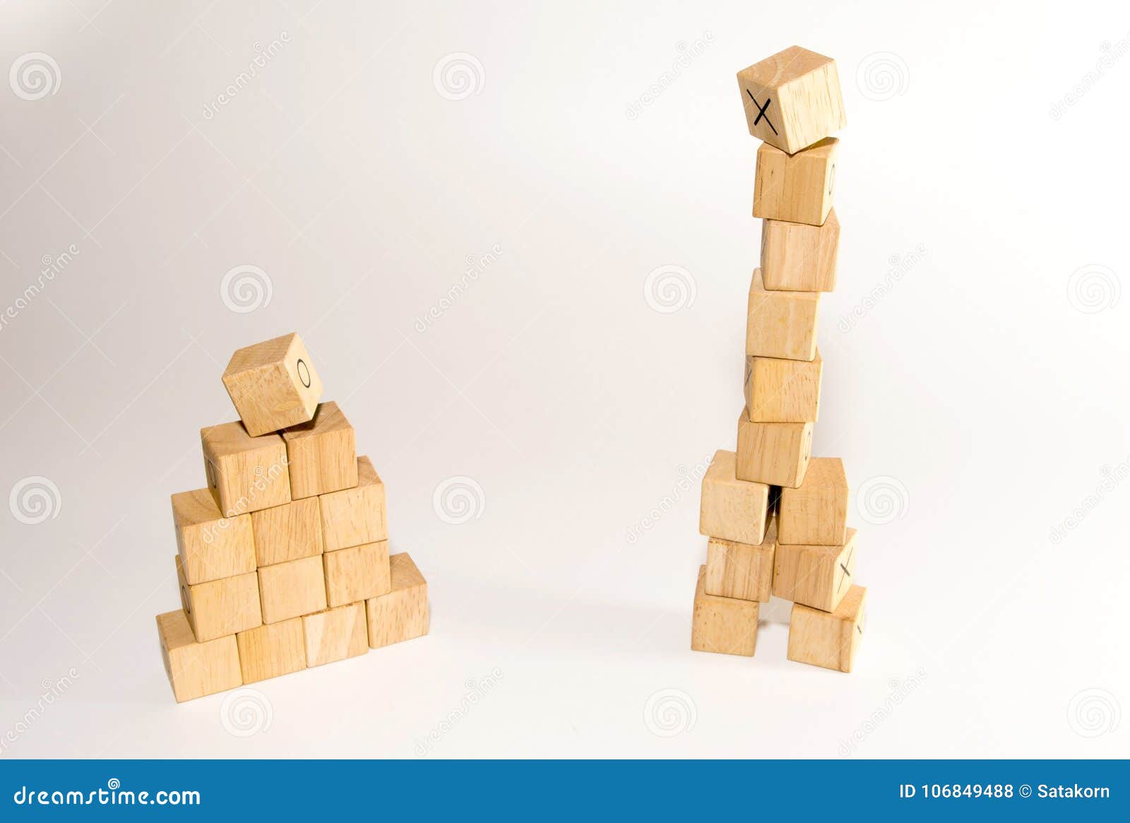 The Stacks of Rectangular Wooden Cubes To Be Two Stacks, One High and ...