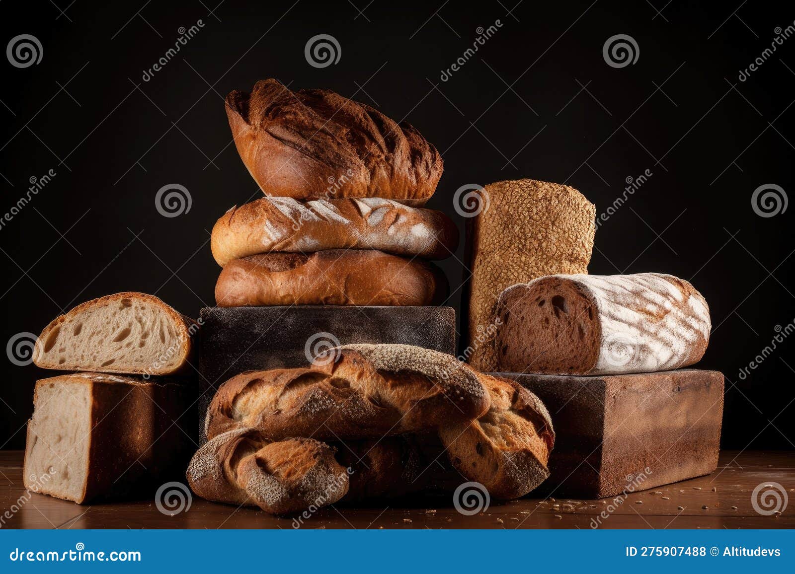 Stacks of Different Types of Bread, Each with Its Own Distinctive Crust ...
